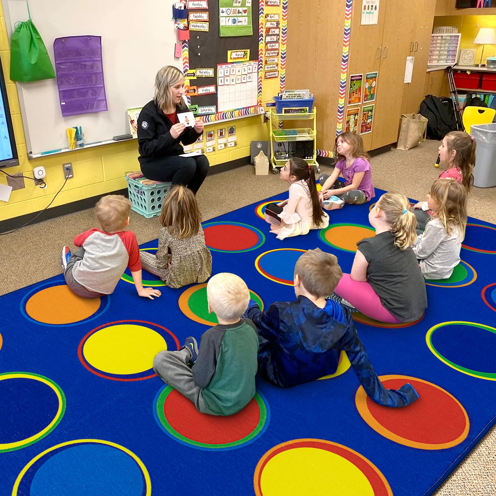 Snapklik.com : LIVEBOX Sitting Spots Kids Rug For Classroom, Washable ...