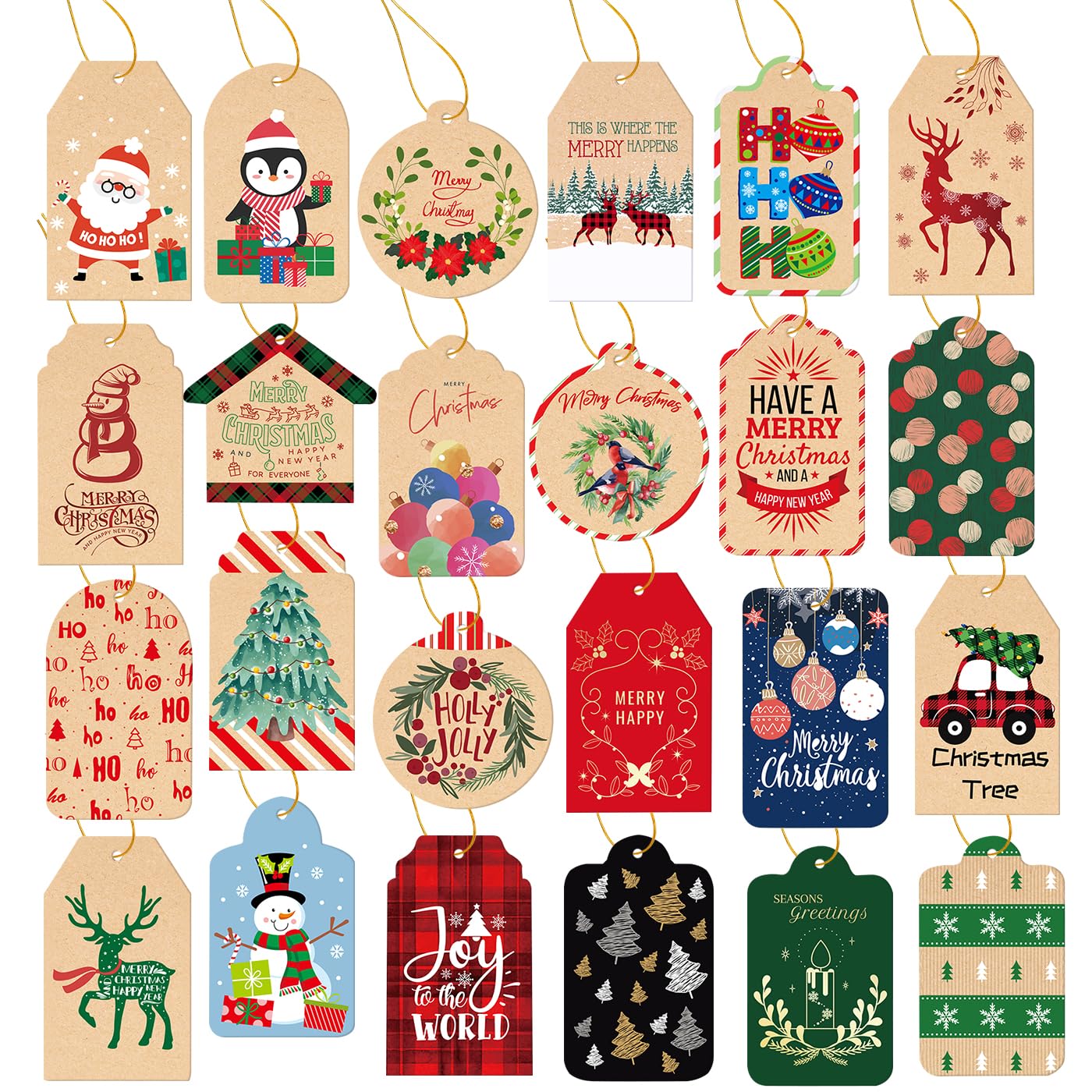 Amazon.com : 72Pcs Gift Tags for Christmas Presents, Christmas Gift ...