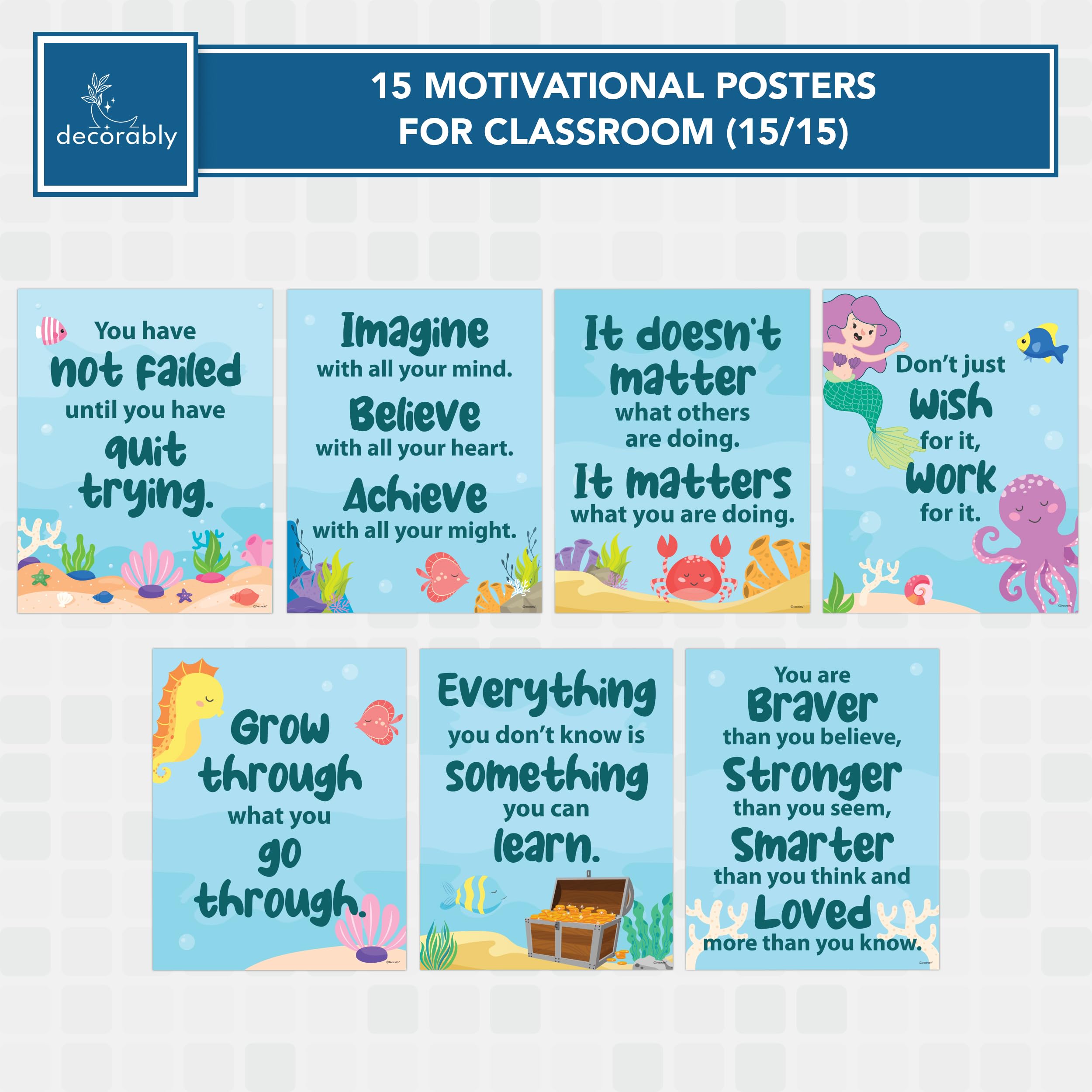 Snapklik.com : 15 Ocean Theme Classroom Decor, 11x14in Matte-Laminated ...