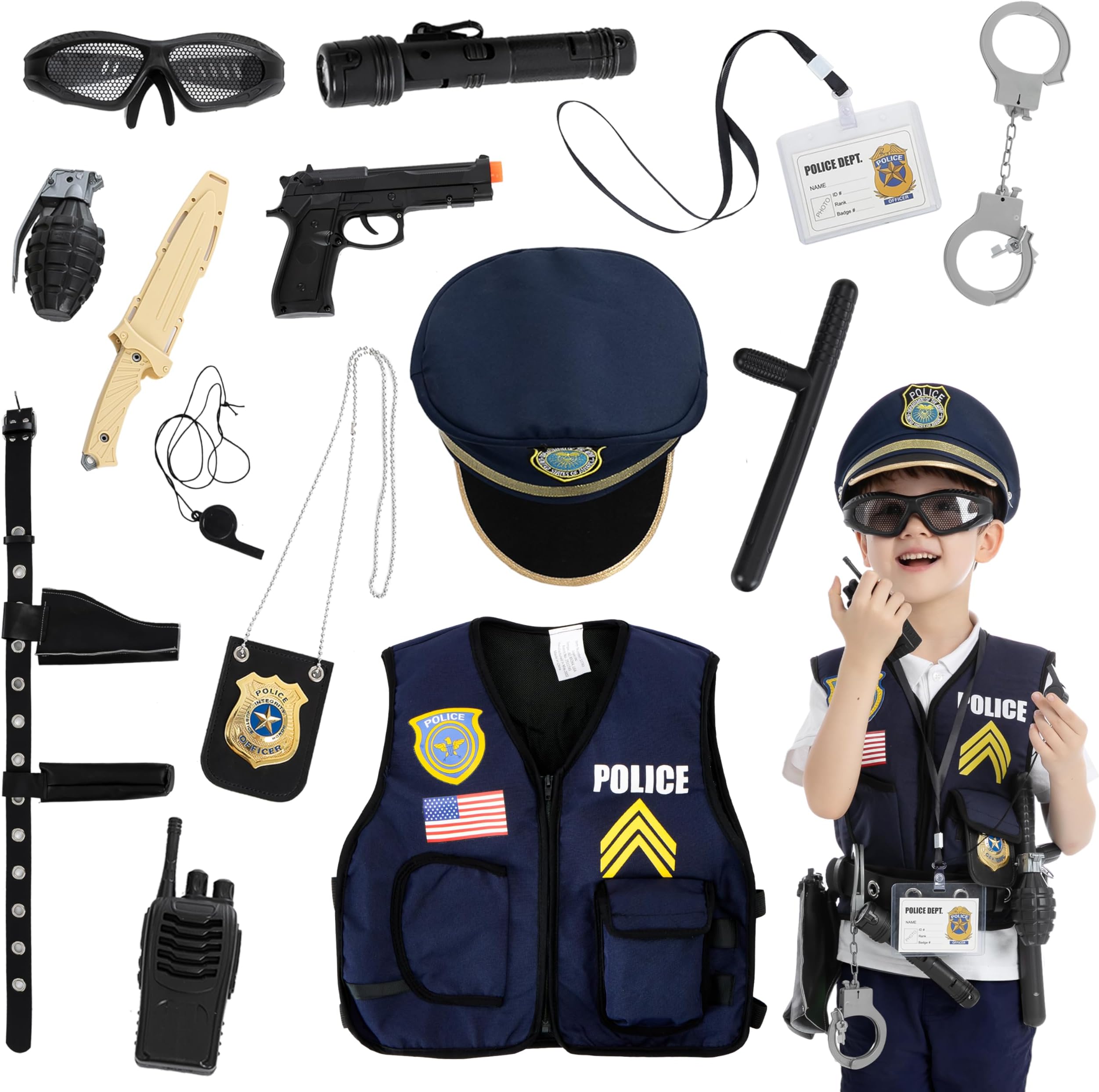 Amazon.com: TUSAUW 5Pcs Police Accessories for Kids Toy Police Badge ...