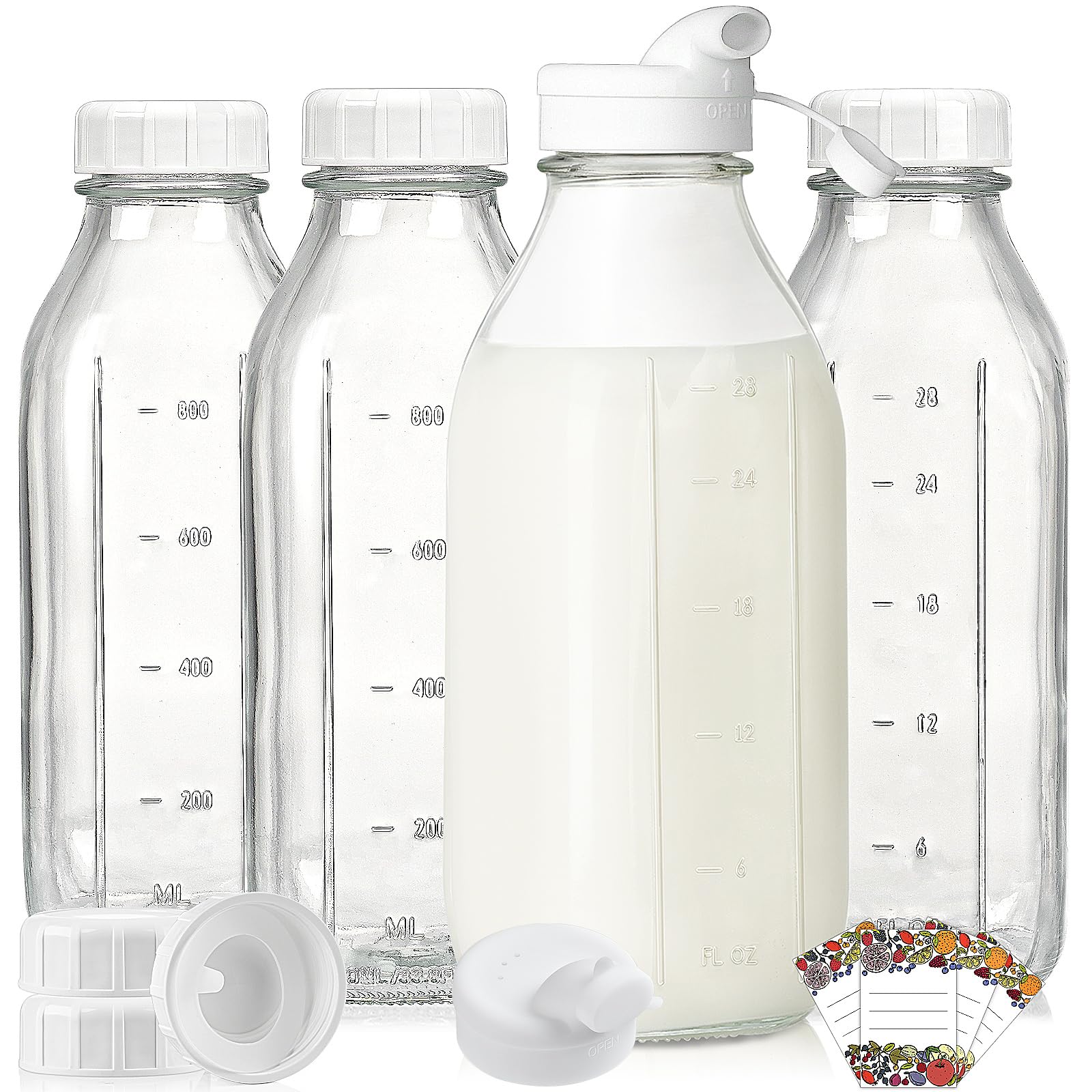 Liter Milk Container for Fridge w Scale and 2 Pour Spouts, 100% ...