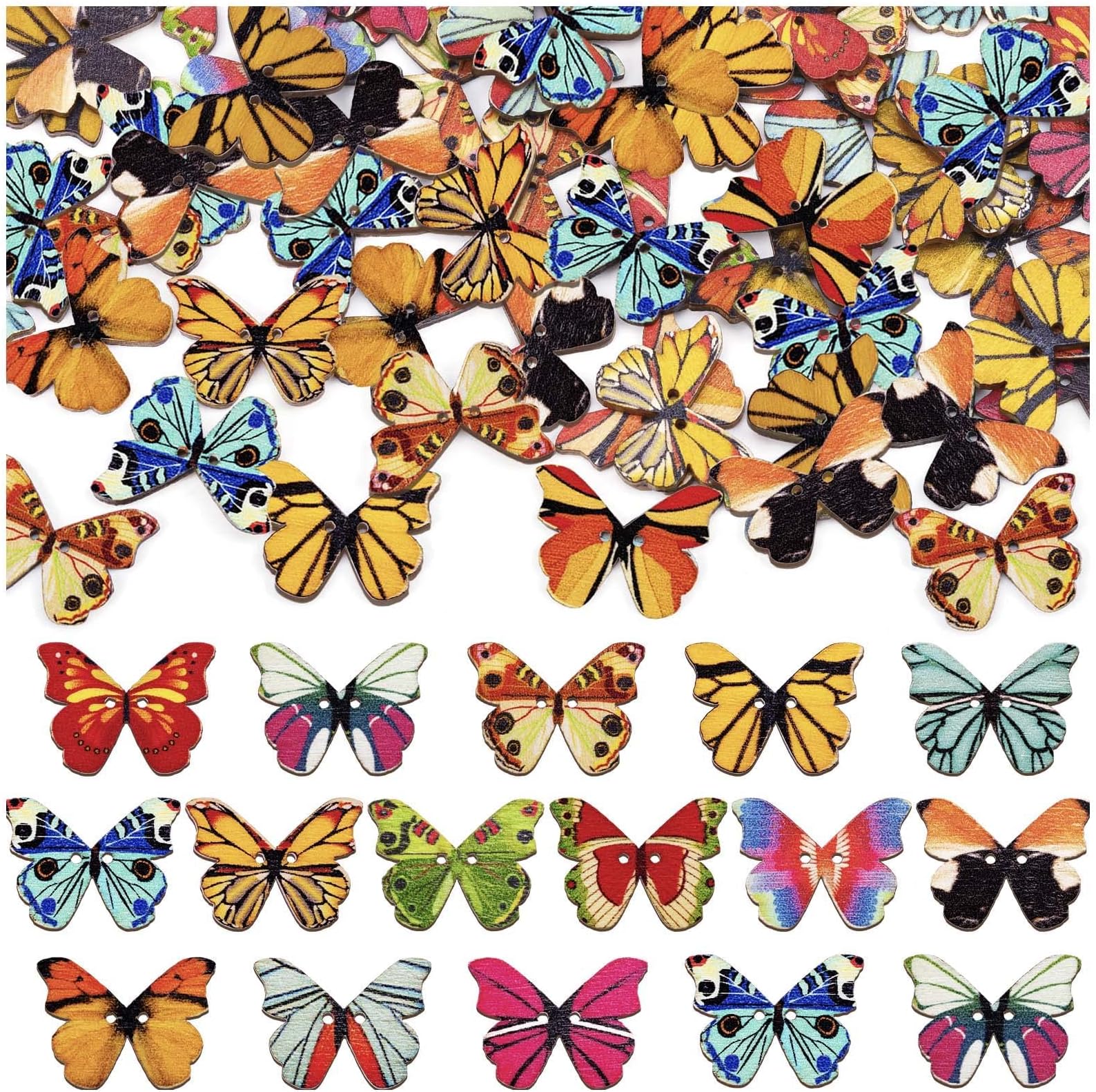 Amazon.com: Ewanda store Butterfly Buttons for Crafts,300 Pcs Wooden ...