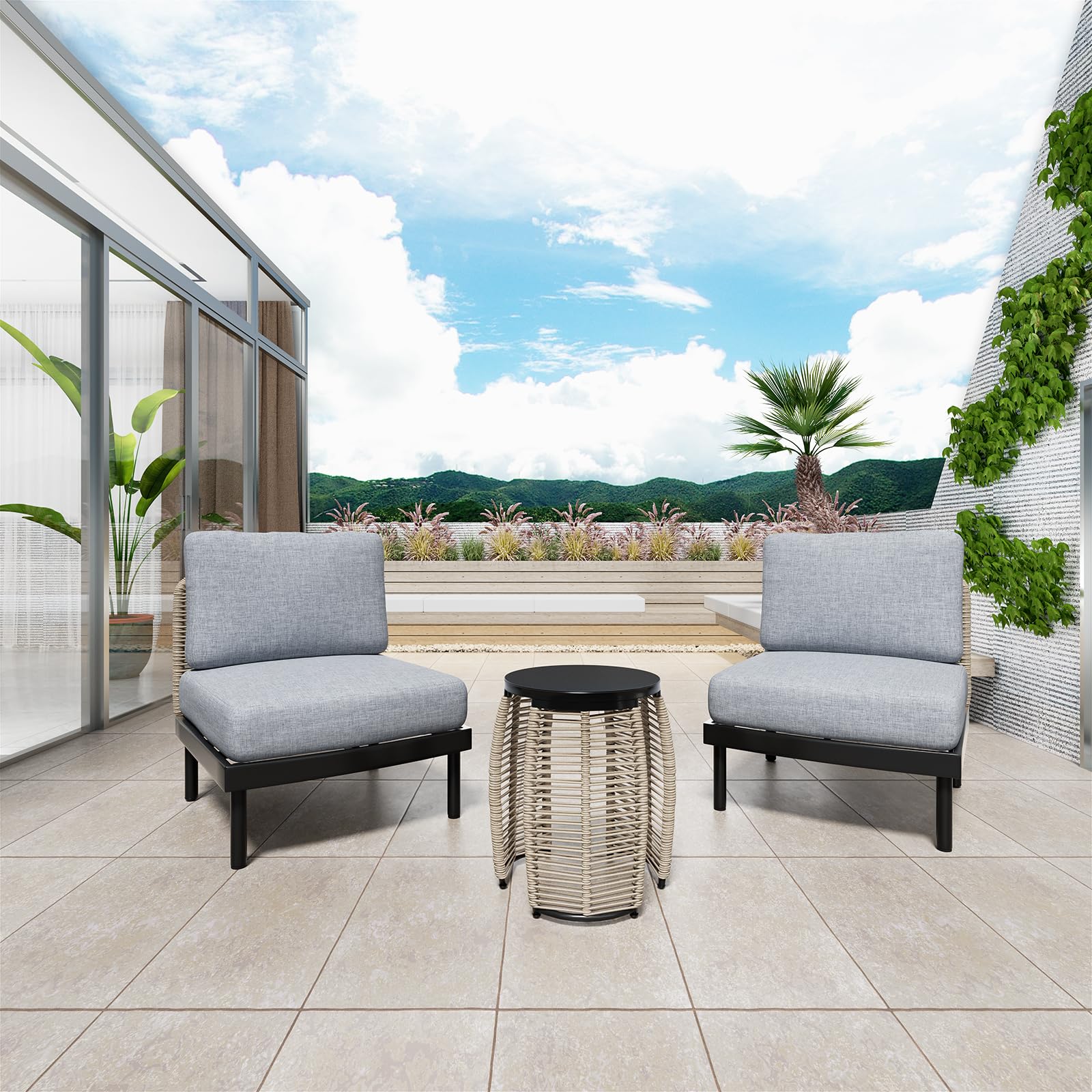 Amazon.com: YONIK Patio Conversation Sets 3 PCS Outdoor Furniture Sets ...