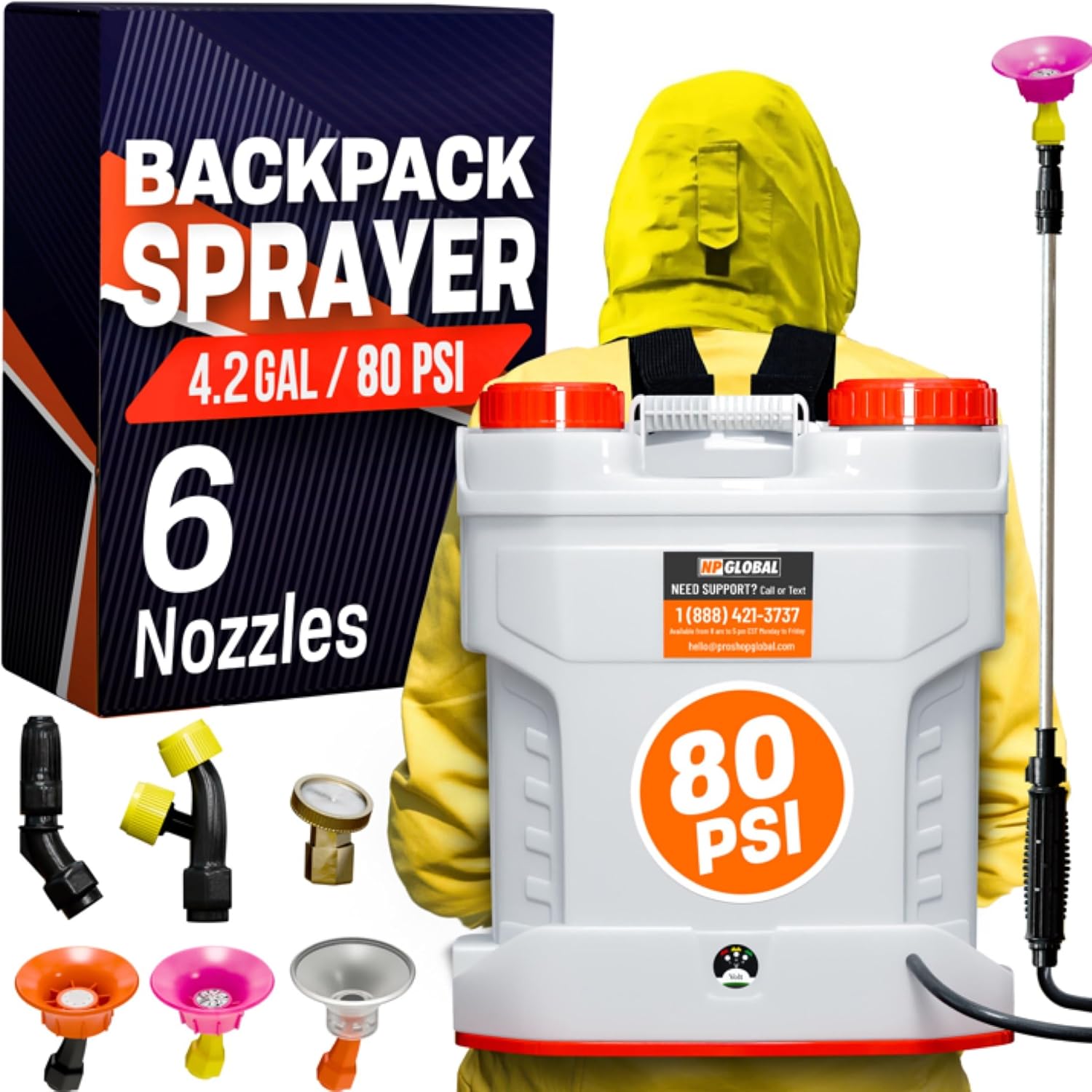 Amazon.com : 4.2 Gallon Battery Powered Backpack Sprayer - 6 Nozzles ...