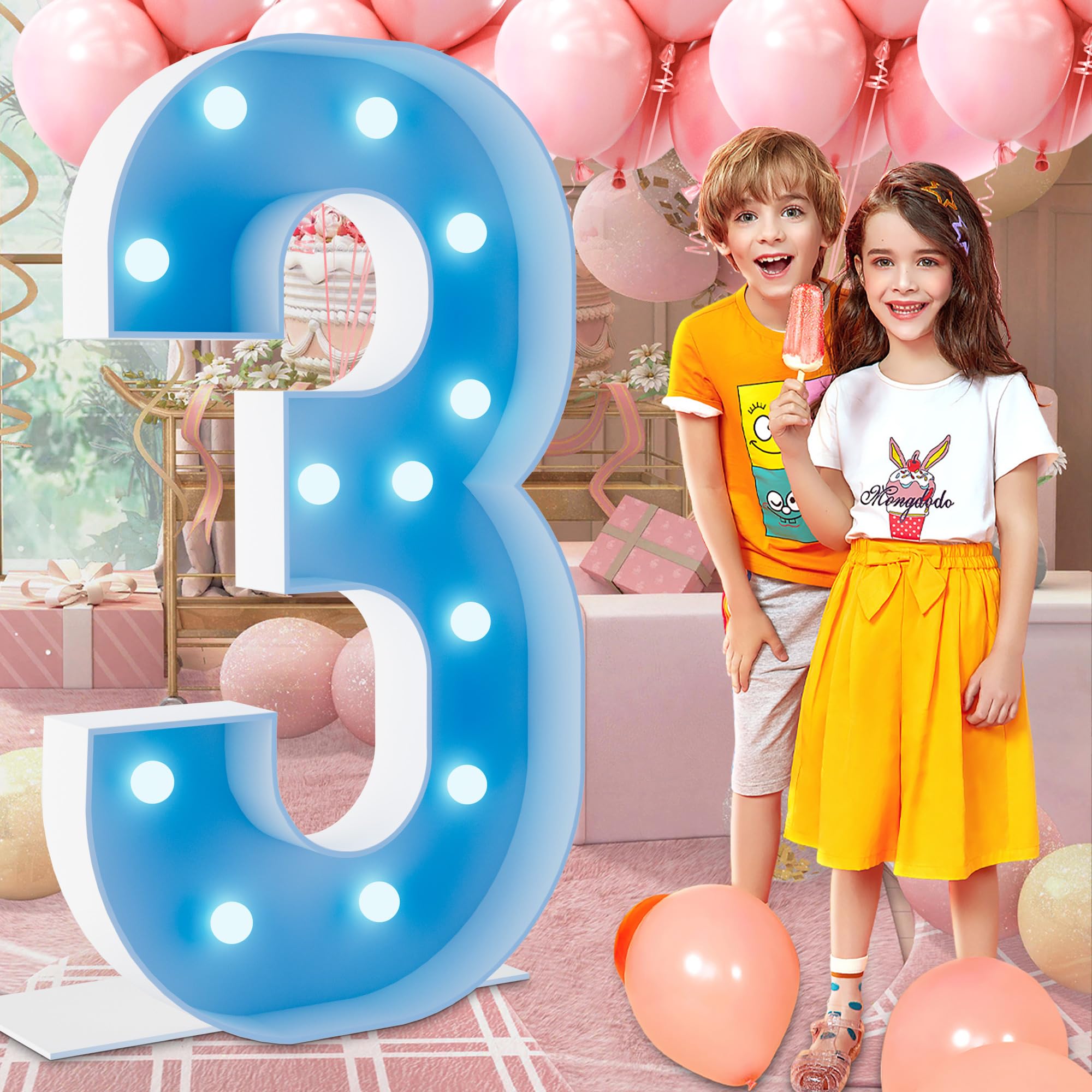 4FT Colorful Marquee Light Up Numbers, Marquee Numbers 3, Choose Your ...