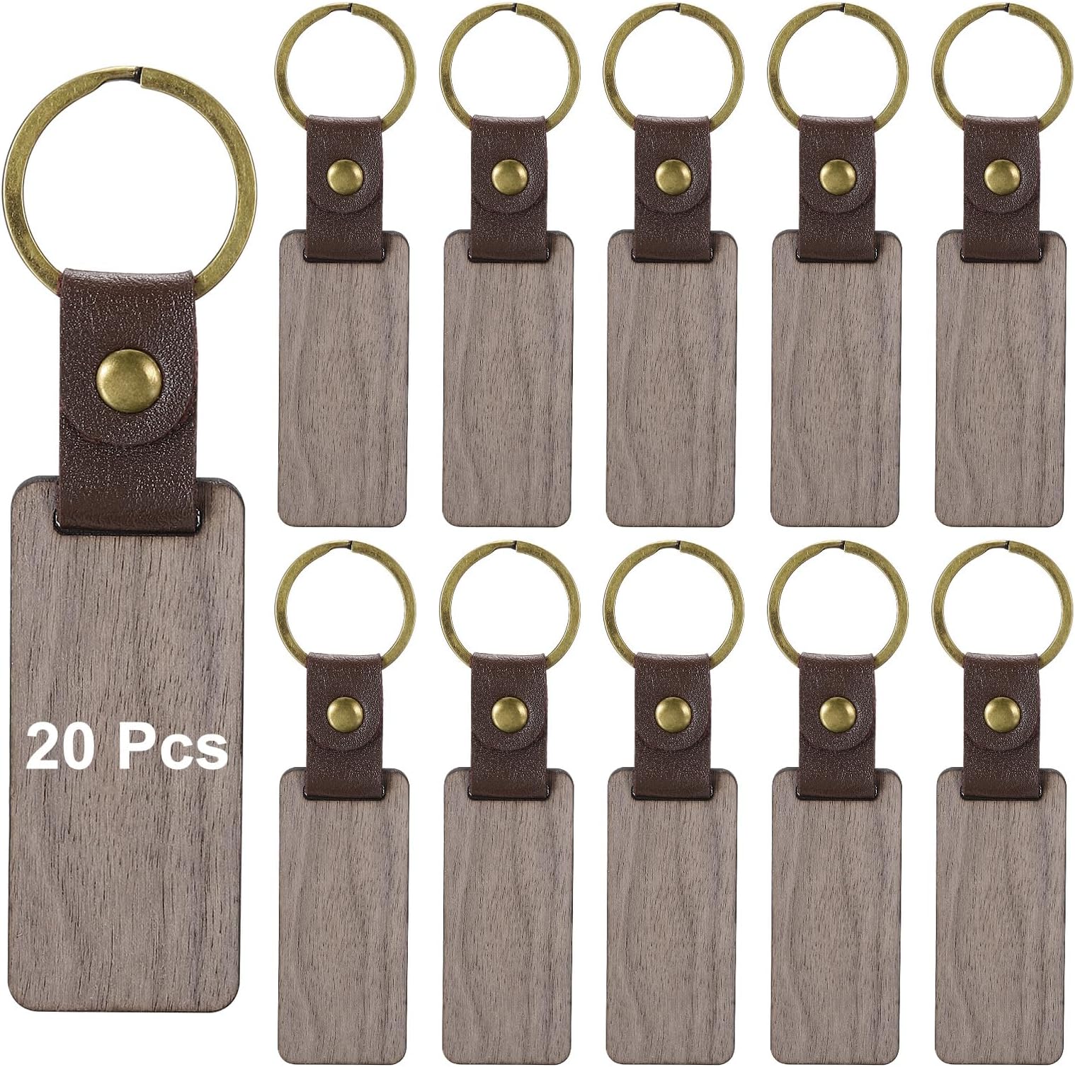 Amazon.com: Wood Engraving Blanks Keychains Blank Wooden Key Tag 20 ...