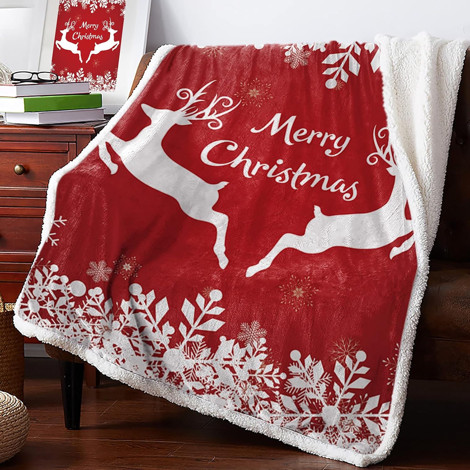 Amazon.com: SSEVITEY Sherpa Fleece Throw Blanket Ethnic Christmas White ...