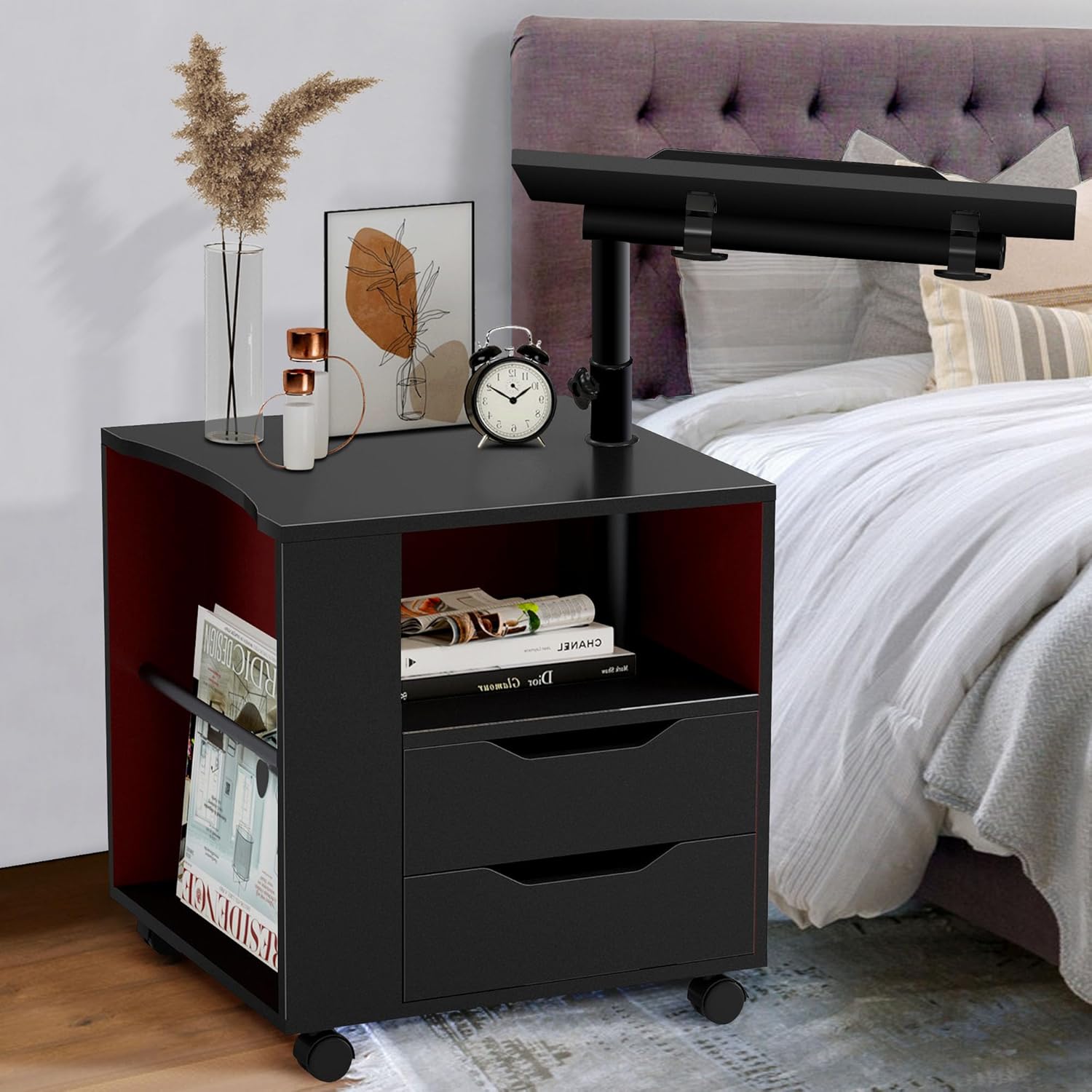 Amazon.com: SogesGame Height Adjustable Nightstand with Storage Drawer ...