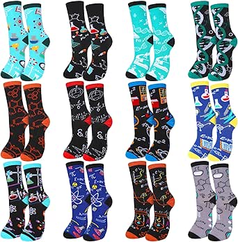Amazon.com: ShinyMatch 12 Pcs Science Theme Socks - Programming ...