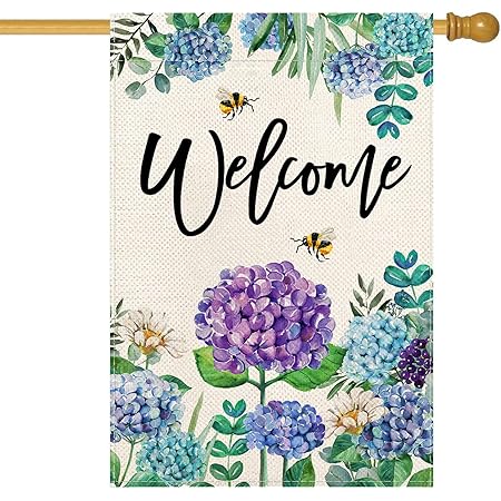 Amazon.com : AVOIN colorlife Hydrangea Spring Summer House Flag 28x40 ...