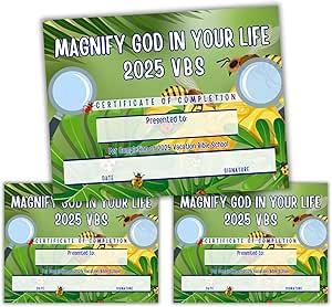 Amazon.com: 2025 VBS Certificate of Completion Magnify God In Your Life - 50pk 8.5x11” Vacation ...