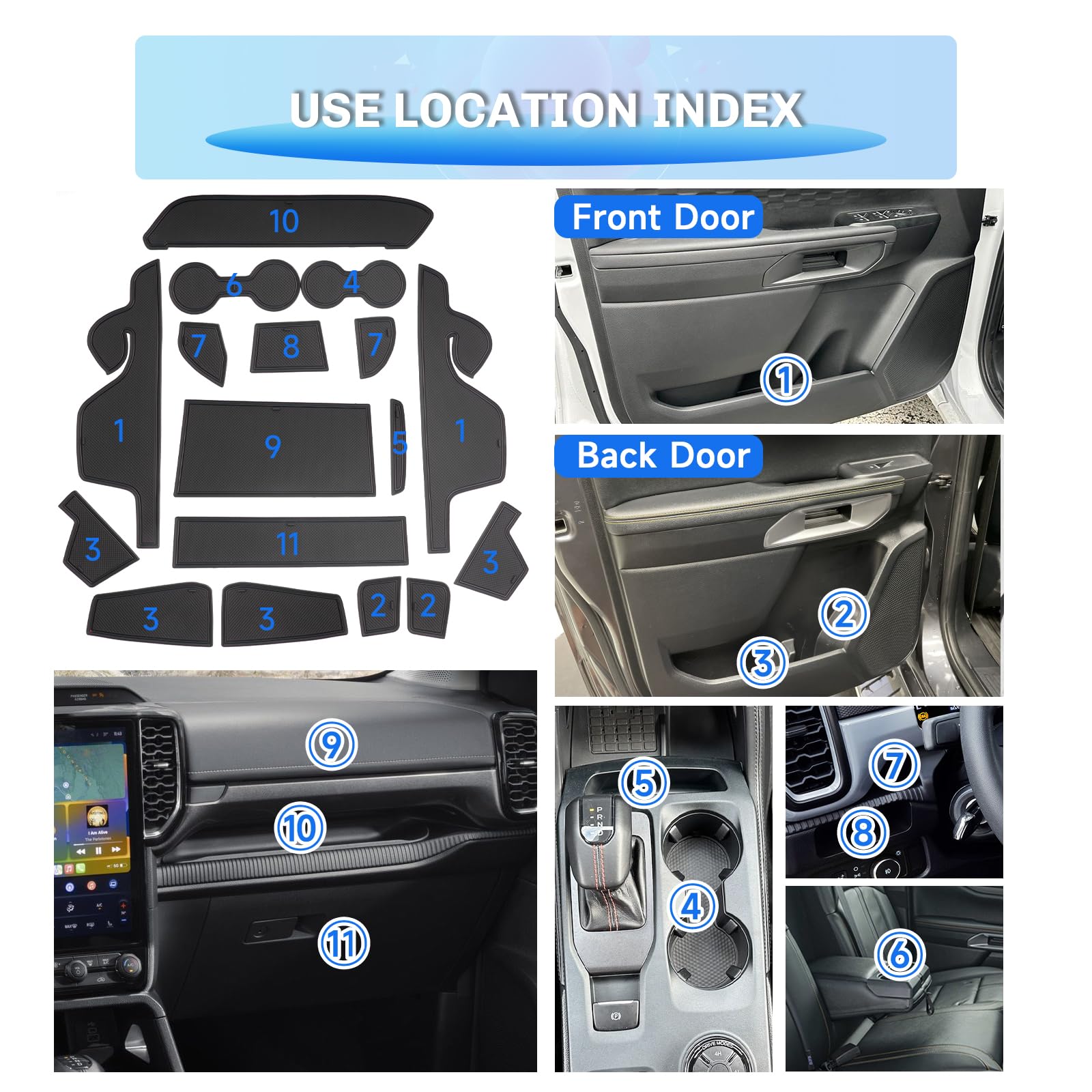 Snapklik.com : SXCY For 2024 Ford Ranger Accessories Cup Holder Inserts ...