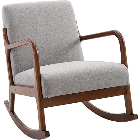 Amazon.com: AVAWING Upholstered Rocking Chair with Fabric Padded Seat ...