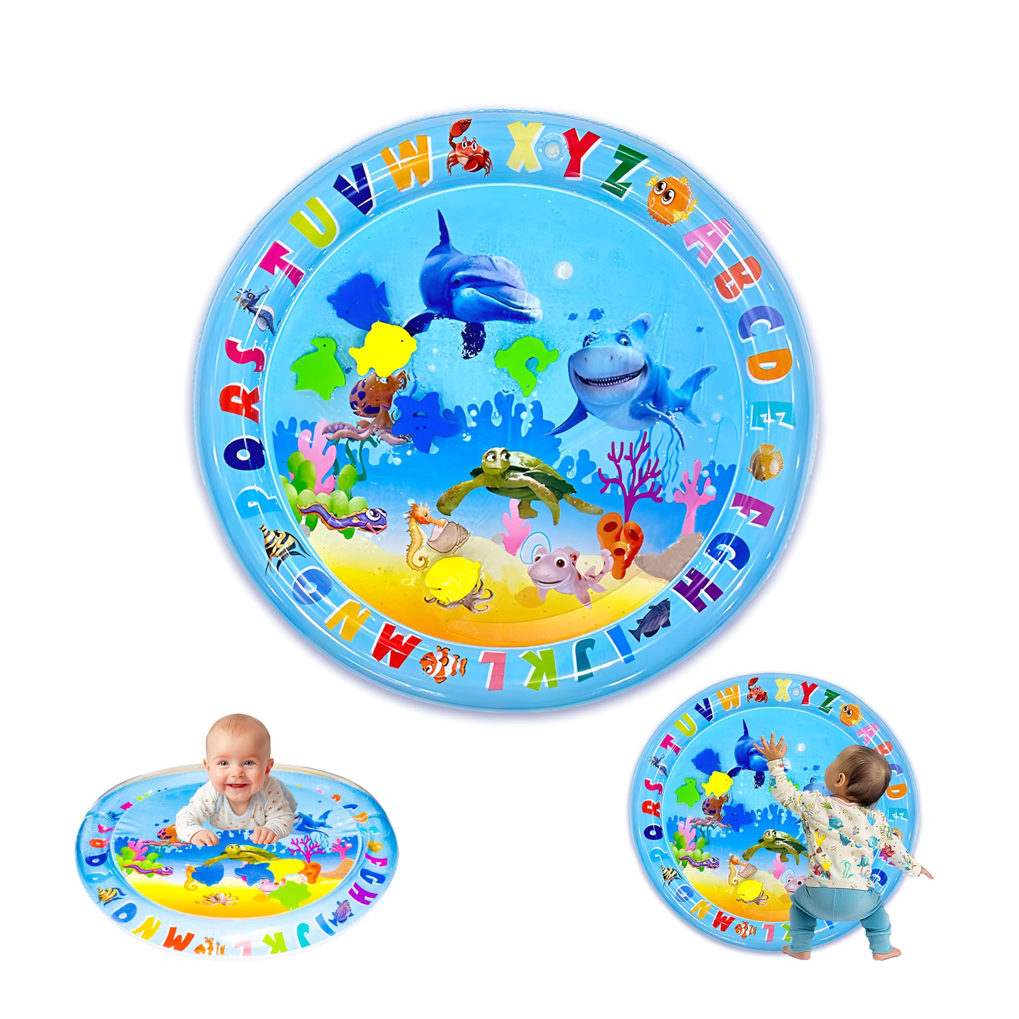 Amazon.com : Tummy Time Water Mat 丨Sea World baby water play inflatable ...