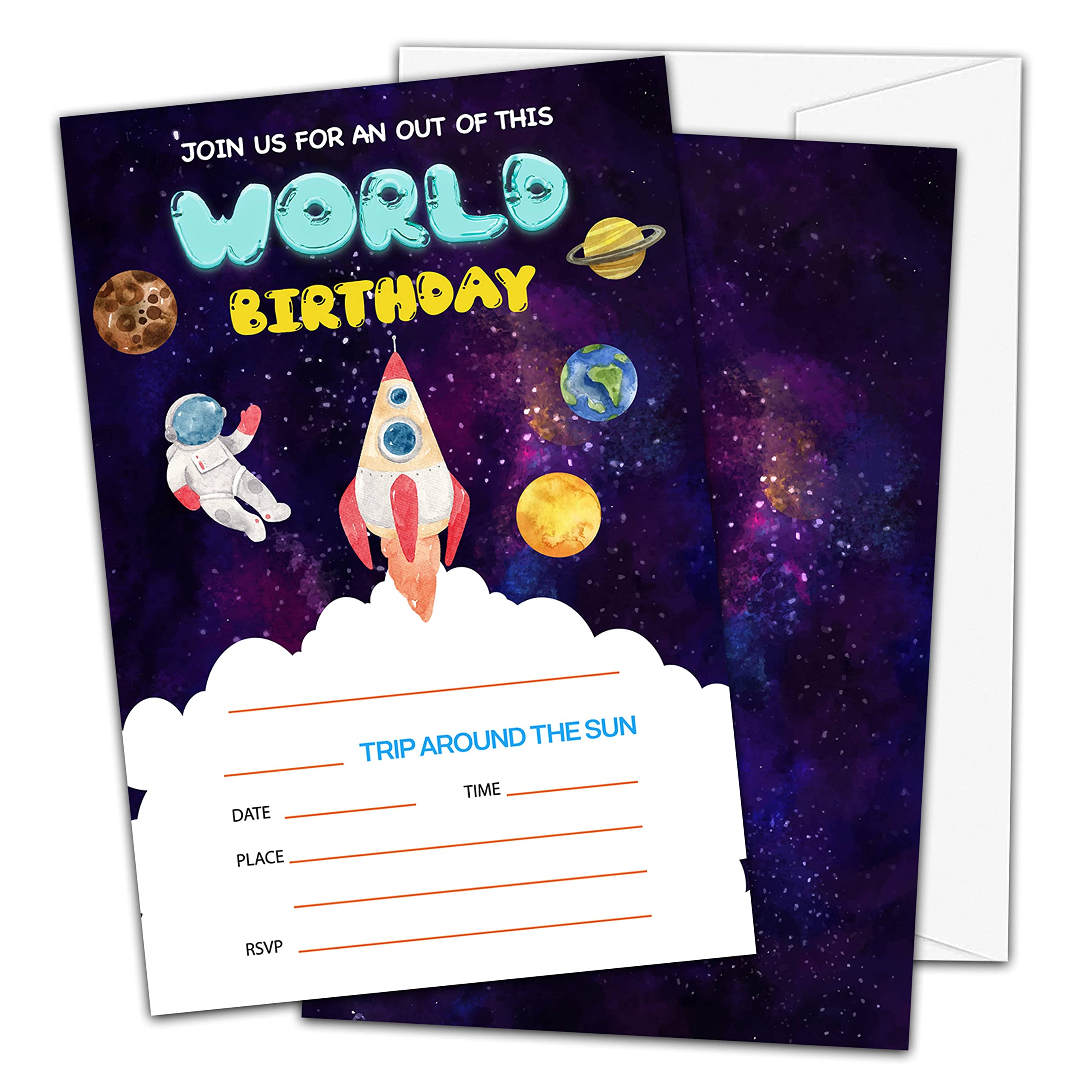 Amazon.com : Space Birthday Invitations, Galaxy Space Theme Birthday ...