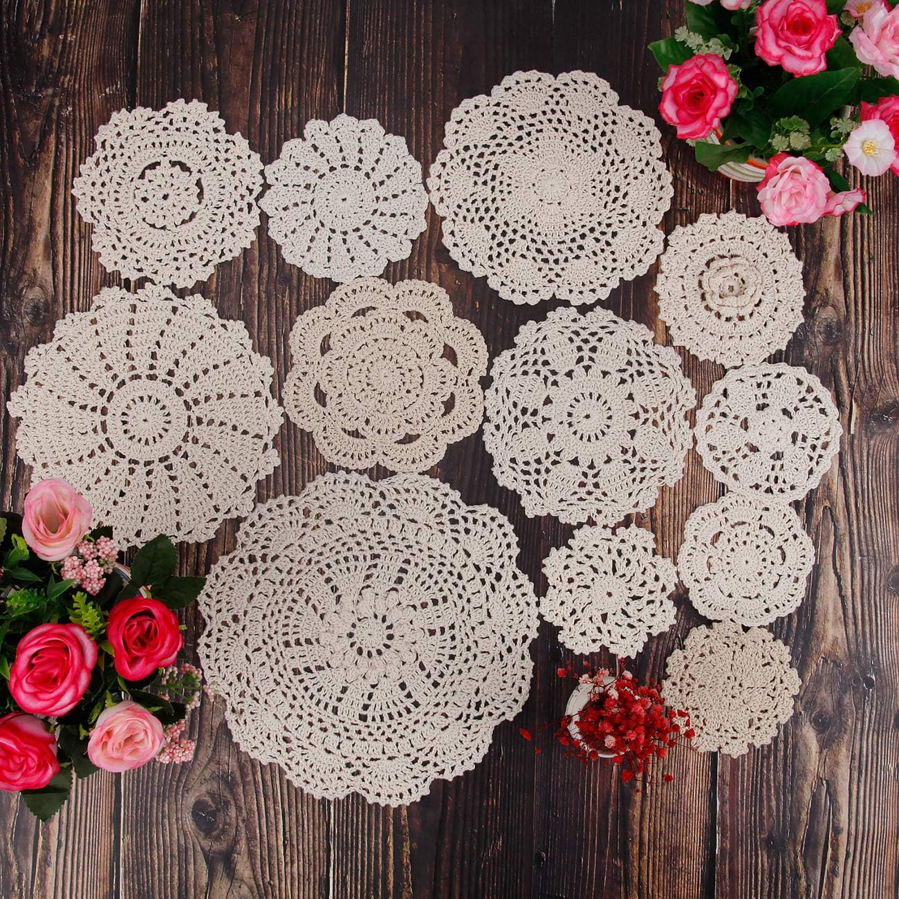 Amazon.com: MINDPLUS Super Mini Doilies 1-2 Inches White Beige Cotton ...