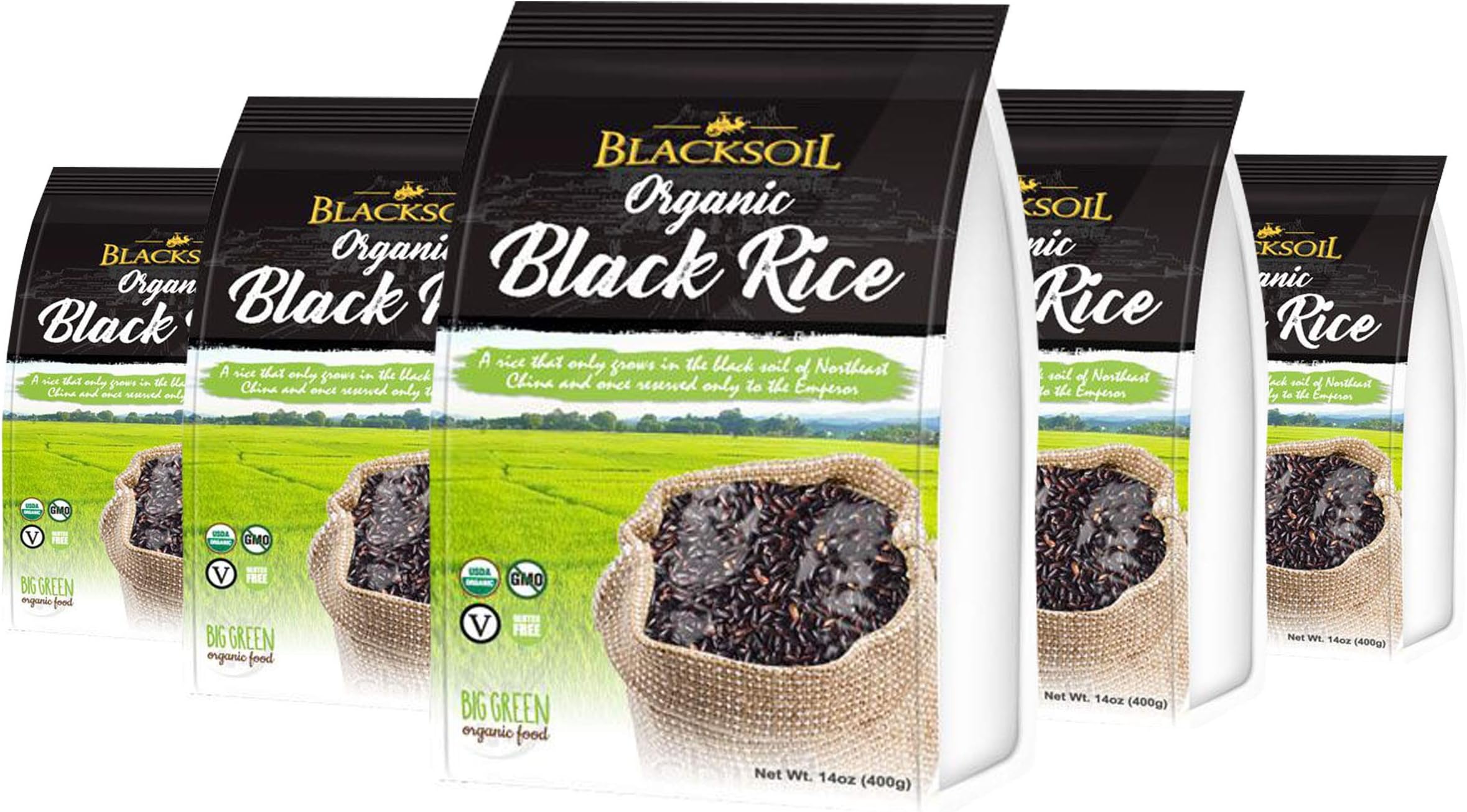 Amazon.com : (5 Packs) Big Green Organic BlackSoil Black Rice 3.75 LB ...