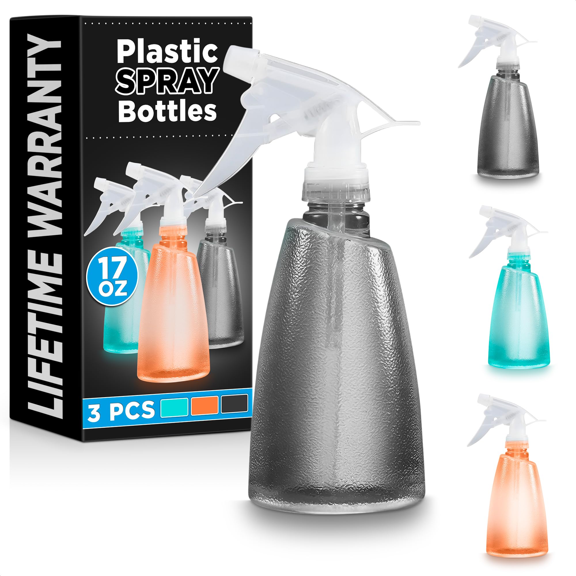 Amazon.com: 3Pcs Plastic Spray Bottles for Cleaning Solutions - 17 Oz ...
