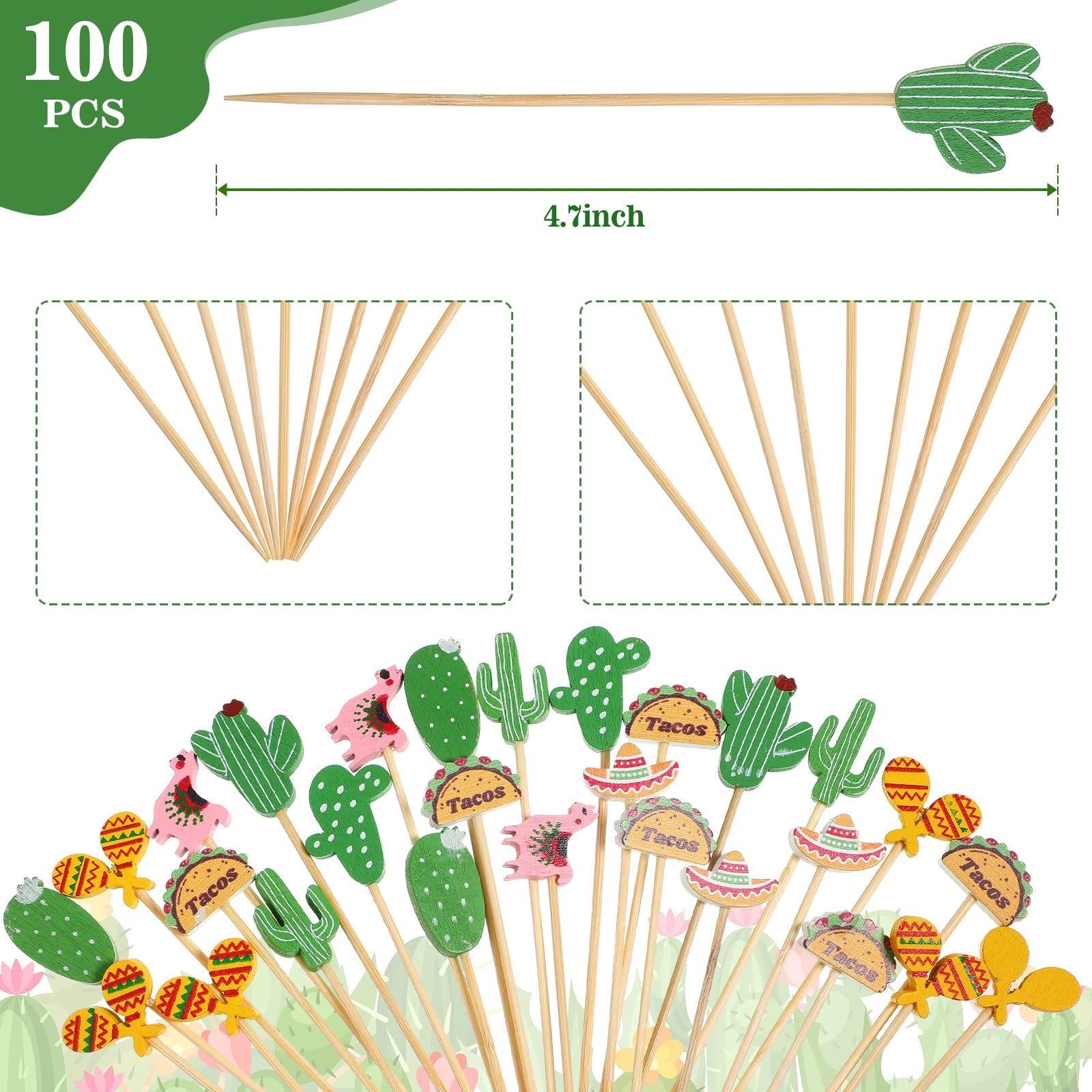 Snapklik.com : 200 Pieces Fiesta Cupcake Toppers Mexican Fiesta ...