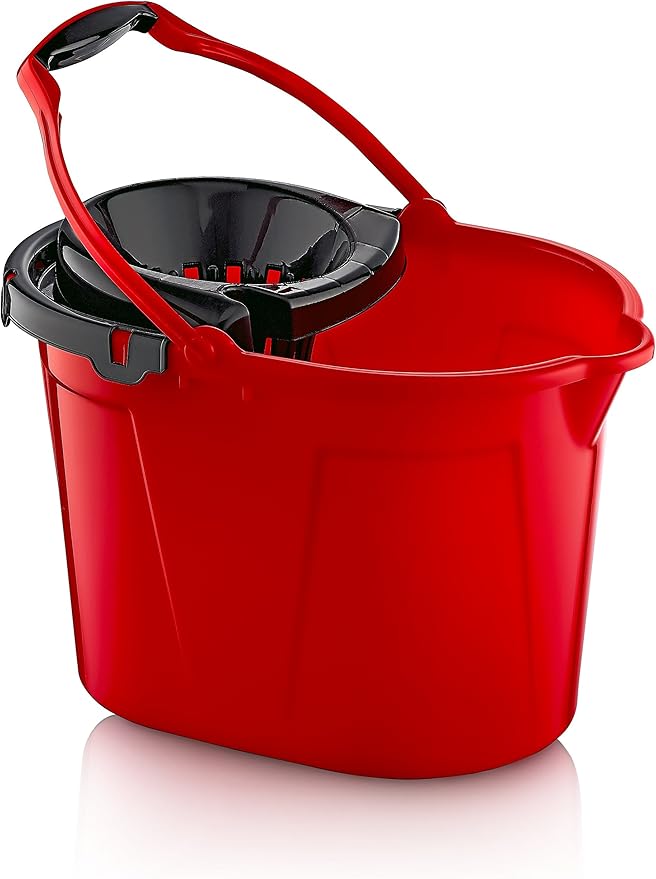 HOBBY LIFE 1-Piece 14 Litre Plastic Cleanmax Mop Bucket with Wheels ...