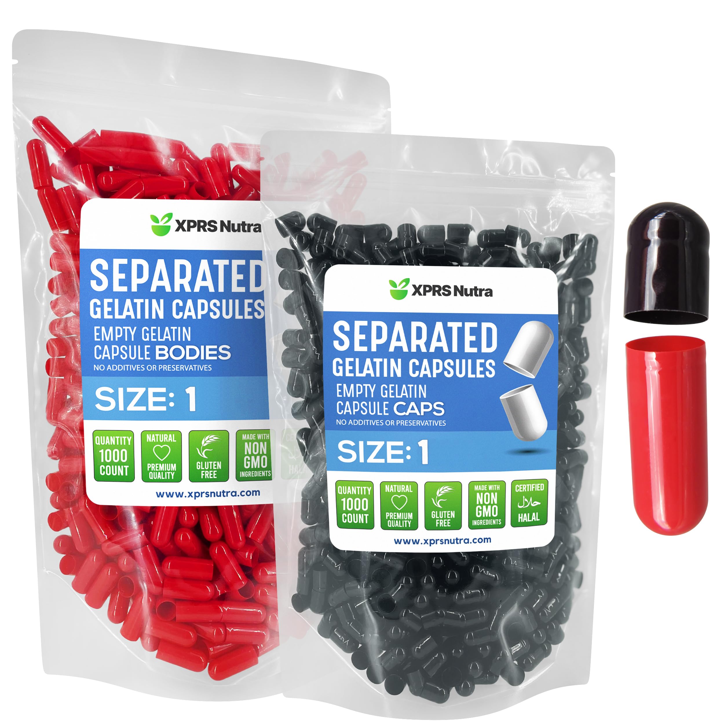 Amazon.com: XPRS Nutra Size 1 Gelatin Separated Capsules- 1000 Count ...