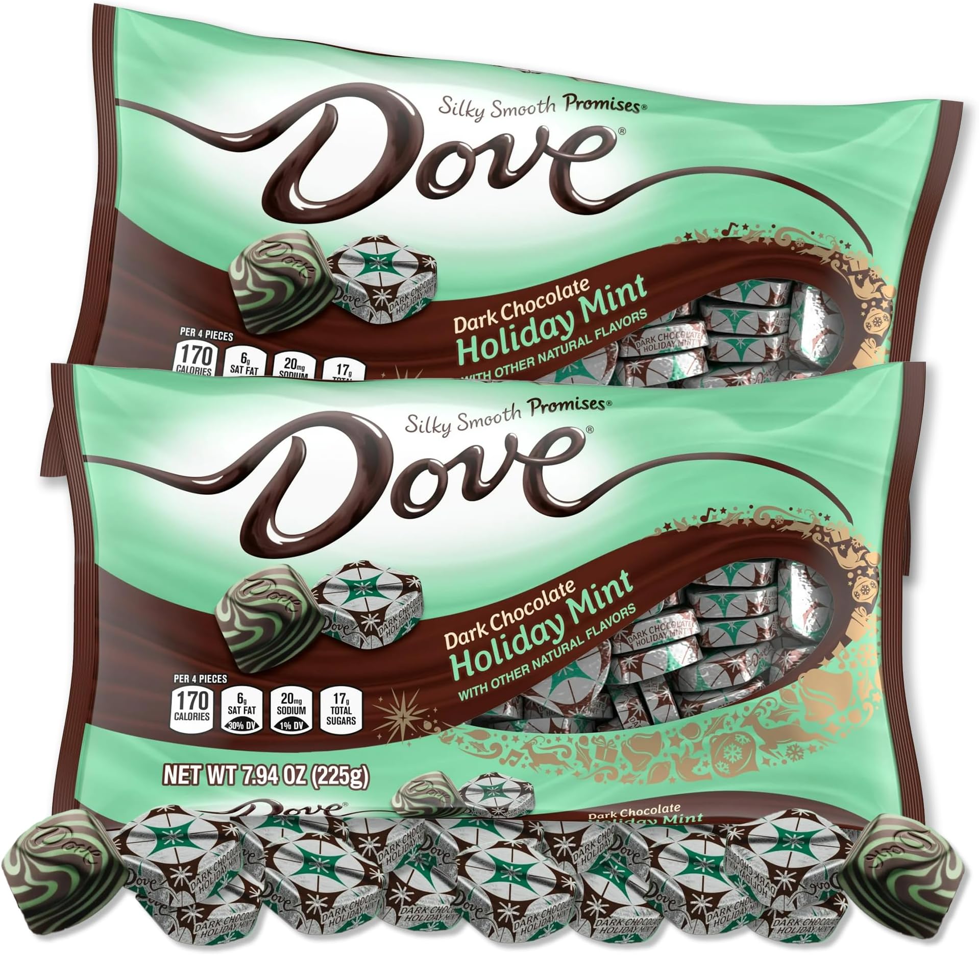 Amazon.com : Dove Chocolate Holiday Mint Promises 2 Pack. Dove Dark ...