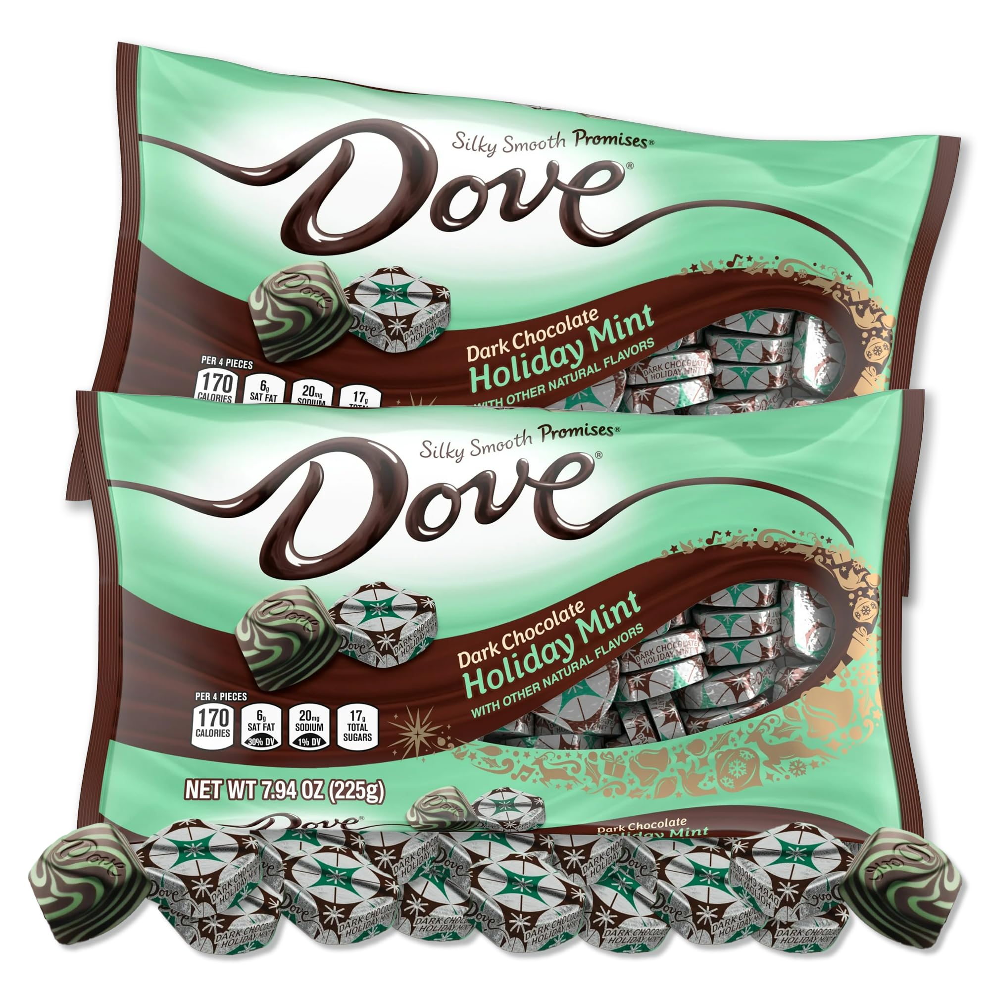 Amazon.com : Dove Chocolate Holiday Mint Promises 2 Pack. Dove Dark Chocolate Christmas Candy ...