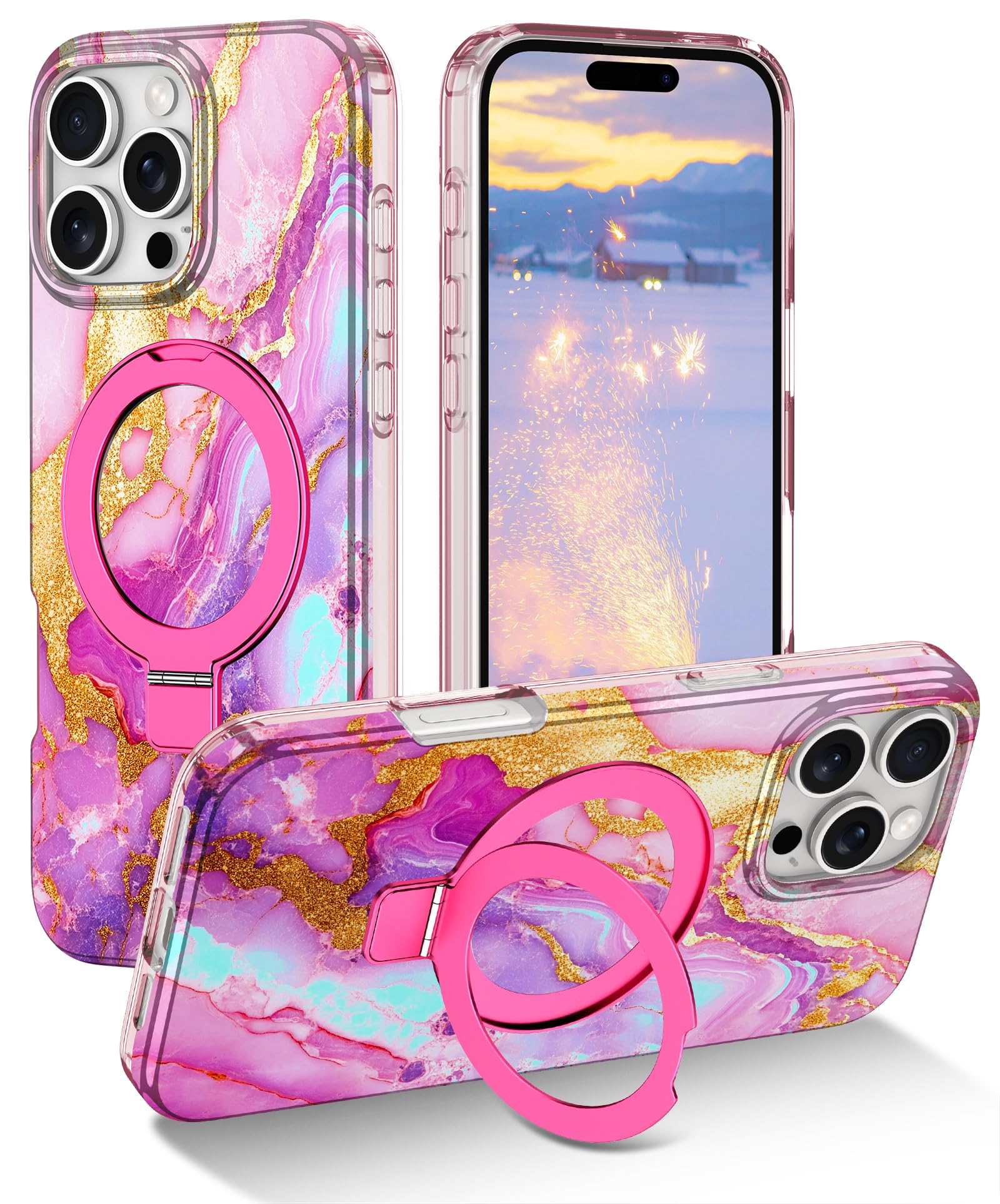 Amazon.com: Lamcase for iPhone 16 Pro Max Case with Magnetic Invisible Ring Stand [Compatible ...