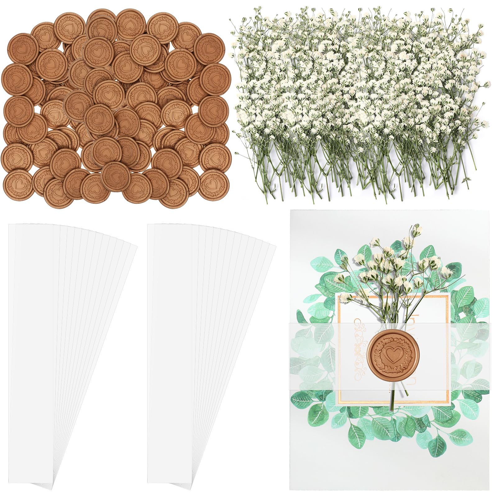 Amazon.com: Spakon 100 Pcs Clear Invitation Bands for 5 x 7 Wedding ...