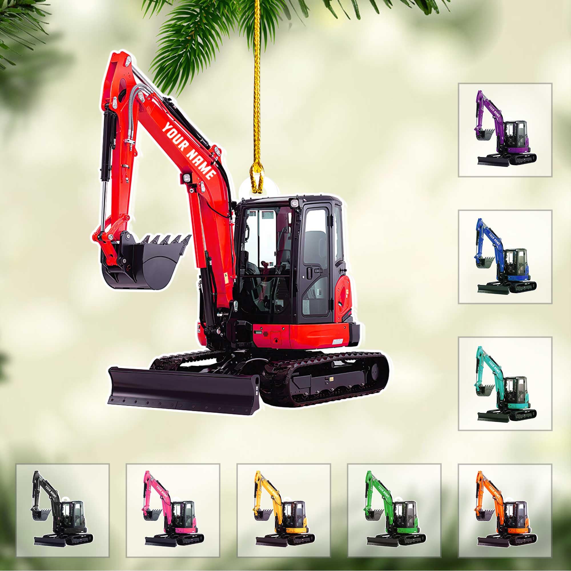 Amazon.com: Personalized Excavator Christmas Ornament, Custom Excavator ...