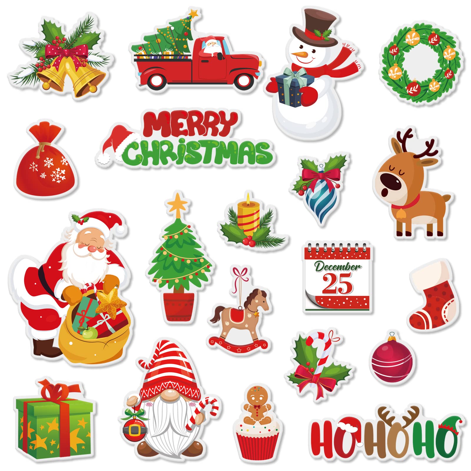 Amazon.com: Whaline 40Pcs Christmas Thick Gel Clings Cute Santa Claus ...