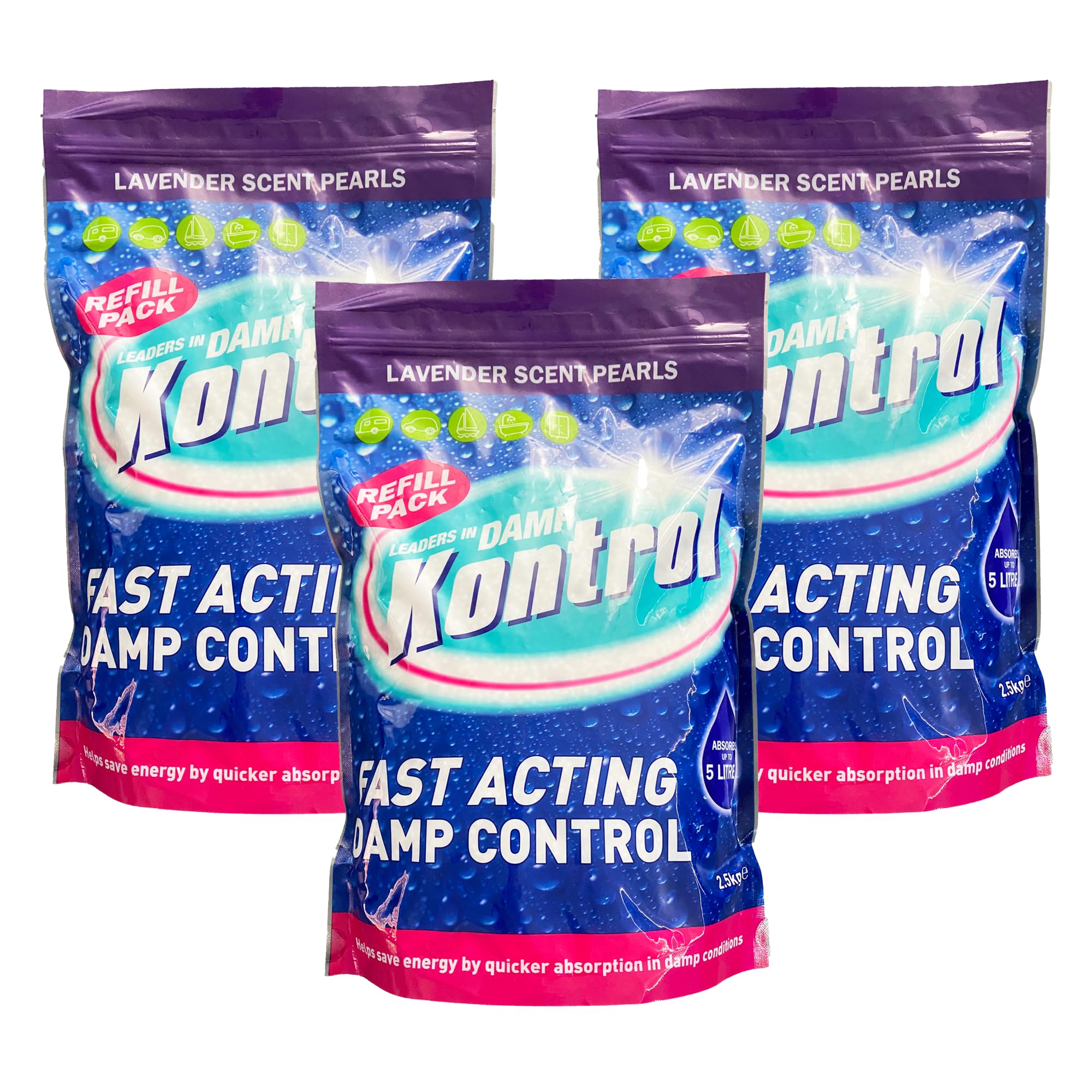 Kontrol Refill Damp Moisture Trap Absorber Crystals 2.5kg (3, Lavender ...
