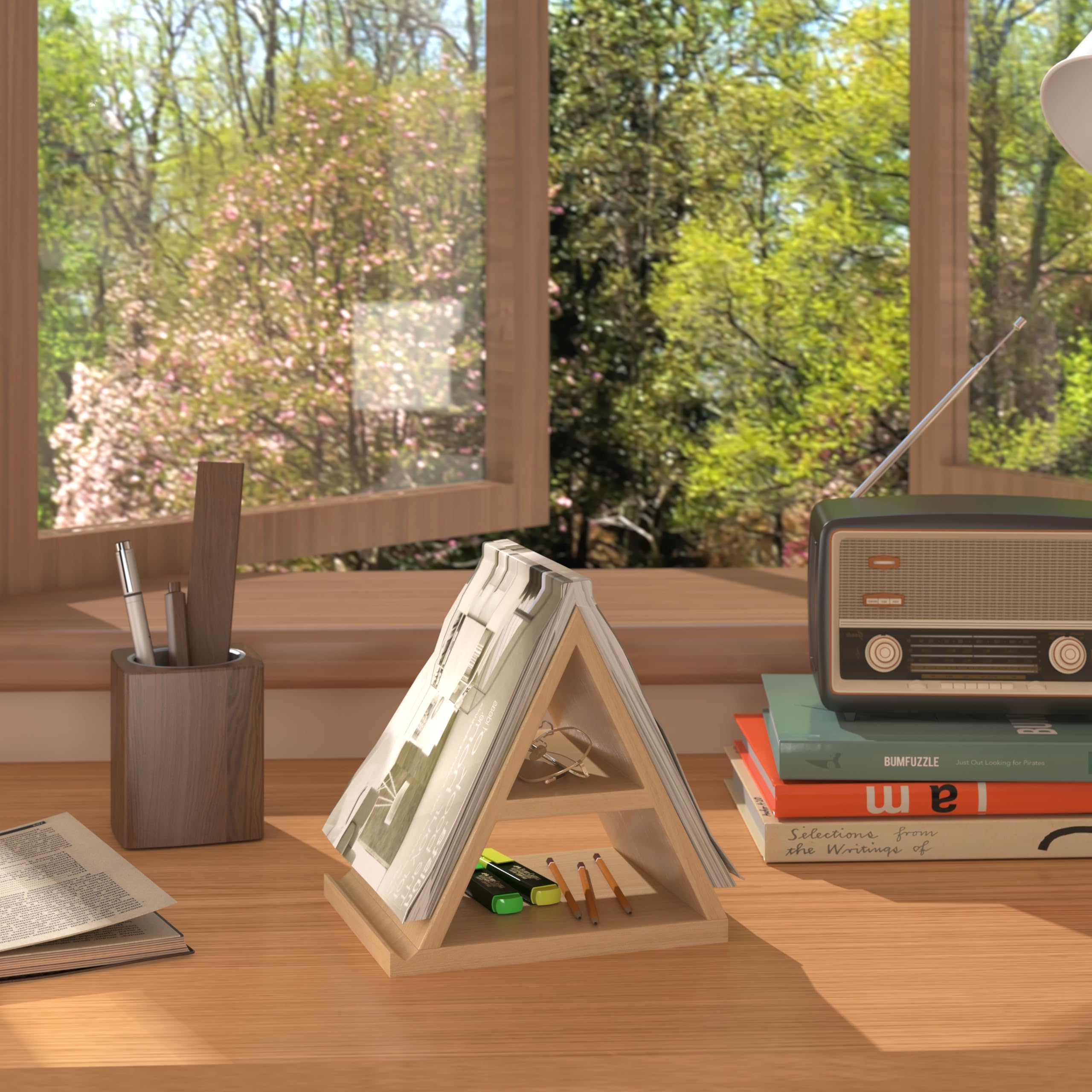 Snapklik.com : Book Stand Triangle Book Holder, Wood Short Mini Book ...