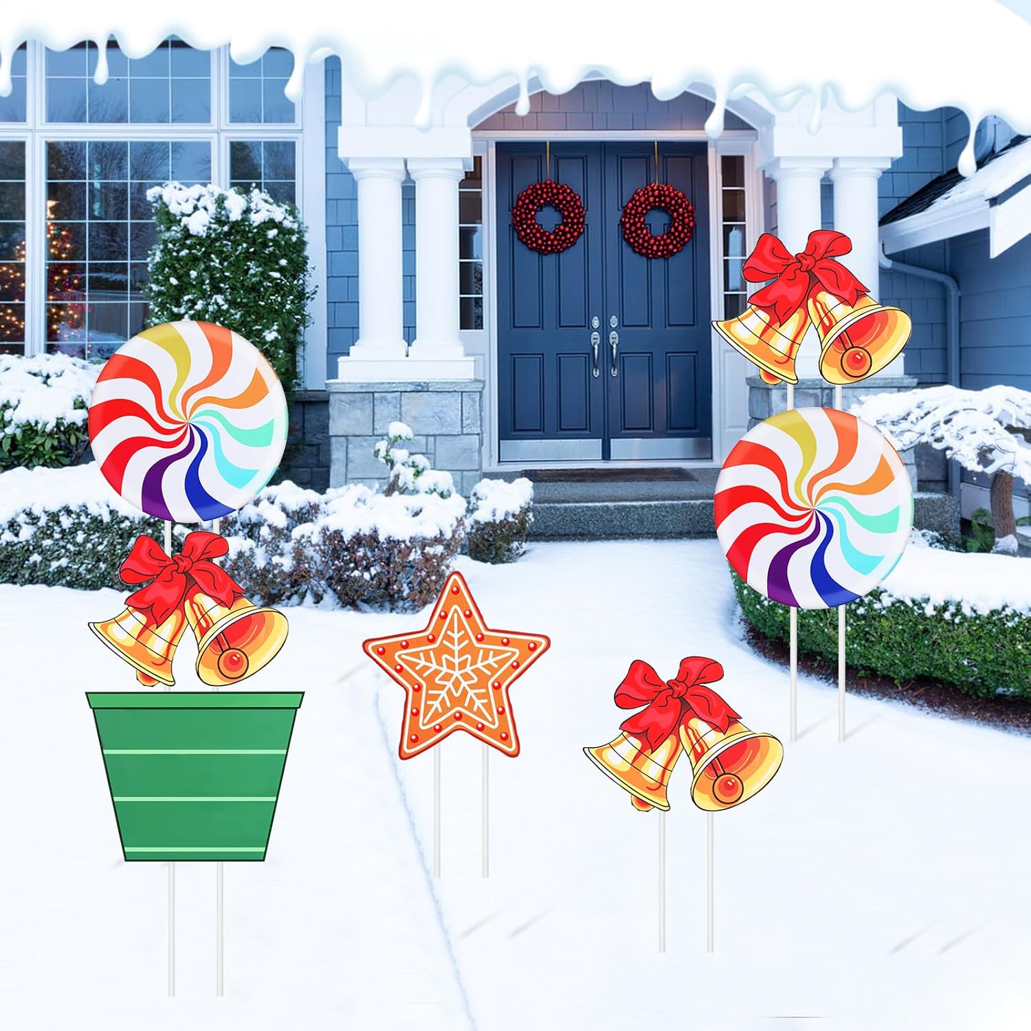 Amazon.com : Bullpiano Candy Christmas Yard Signs Outdoor Decorations 7 ...