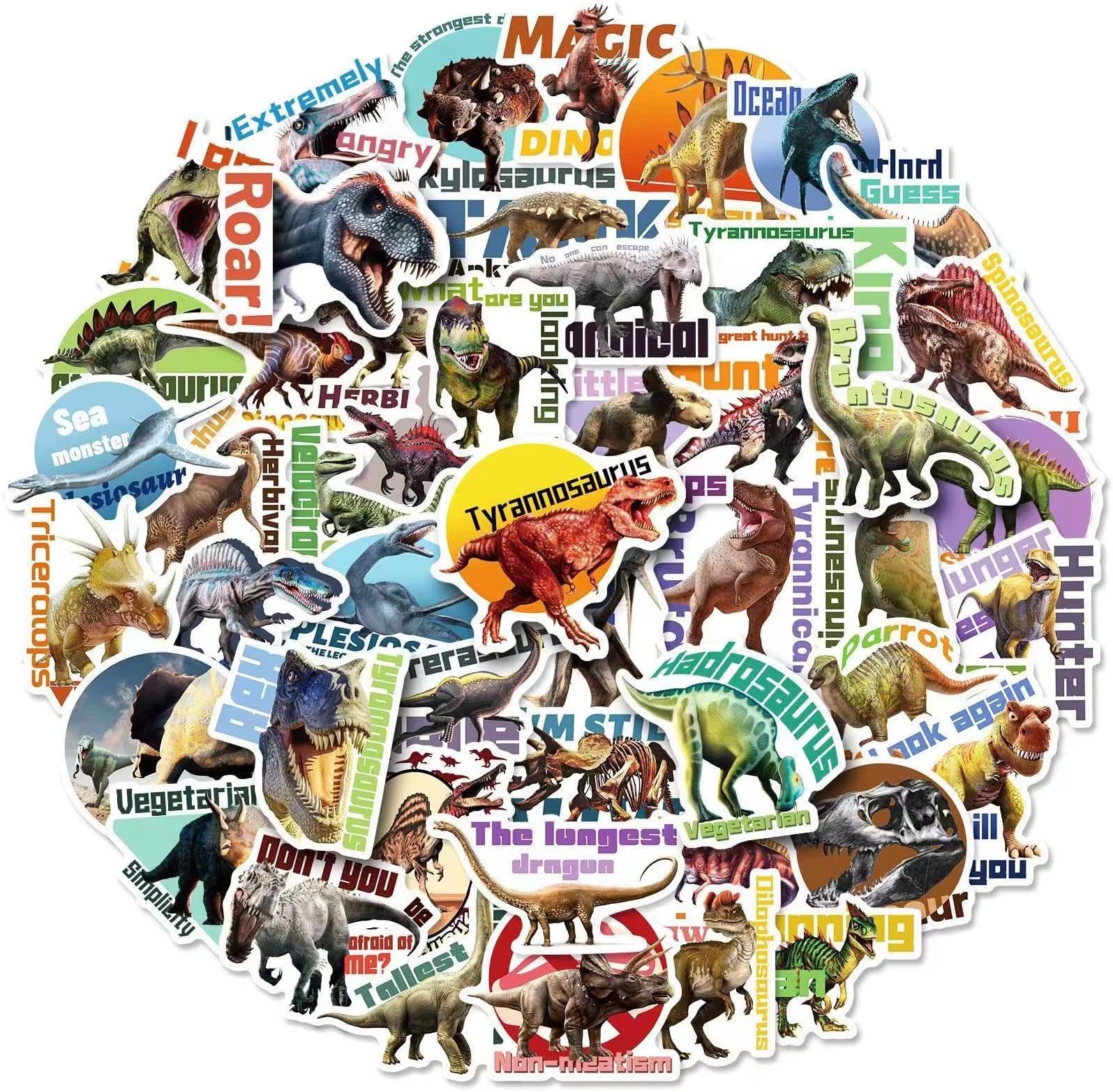 Amazon.com: FEIXINUS 105PCS Dinosaur Realistic Sticker, Dinosaur ...