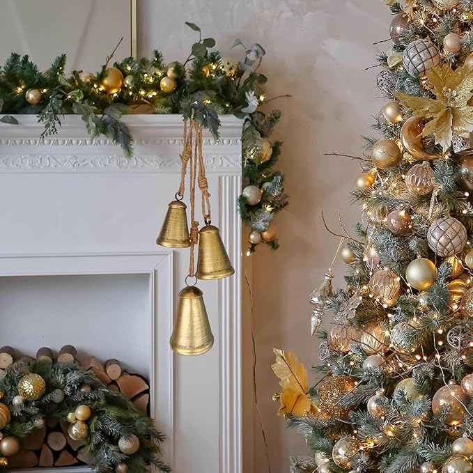 Amazon.com: Christmas Bells Decorations Brass Hanging - Rustic Xmas ...