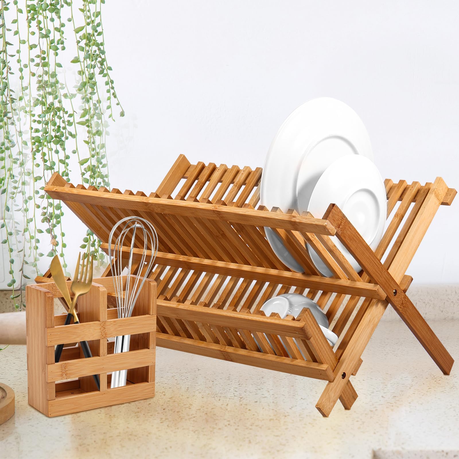 Dish Drainer Drying Rack Folding 2 Tier Drainer Dish Drying Rack Plates ...