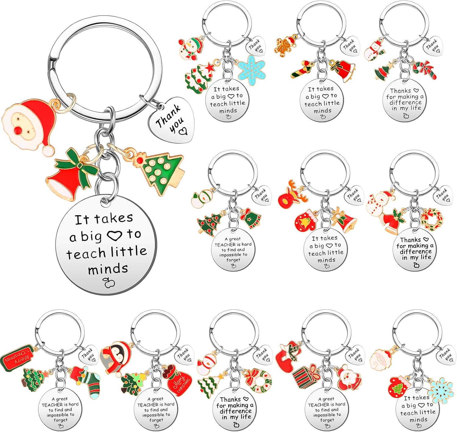 Amazon.com: Huquary 12 Pcs Christmas Teacher Gifts Christmas Keychain ...