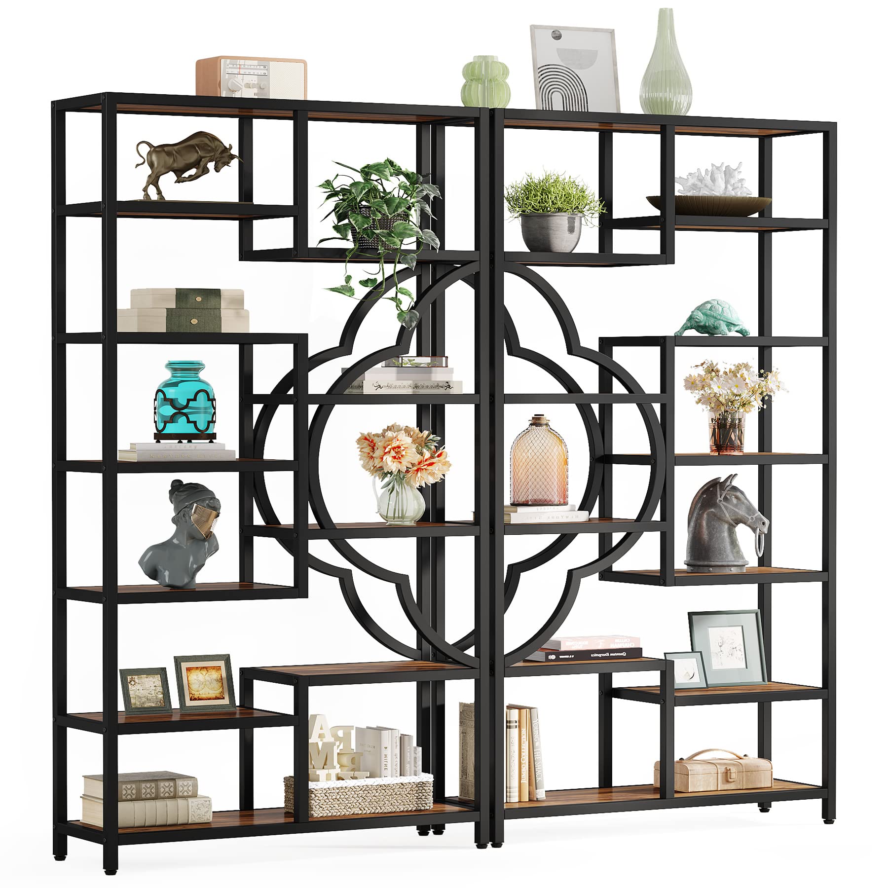 Amazon.com: Tribesigns Bookshelf Set of 2, Large Bookcase with Unique ...