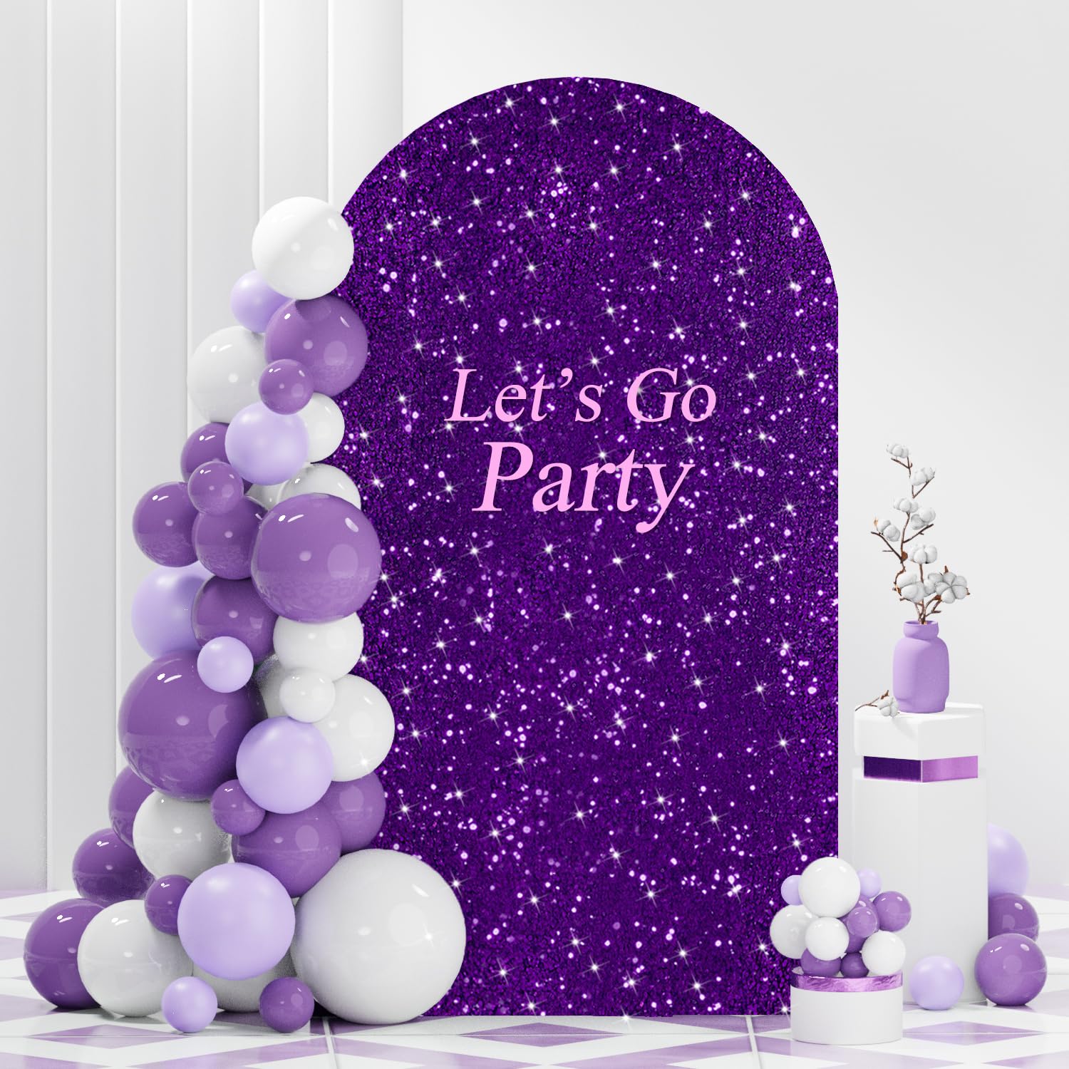 Snapklik.com : Glitter Arch Cover Purple 33FTx66FT Wedding Arch ...