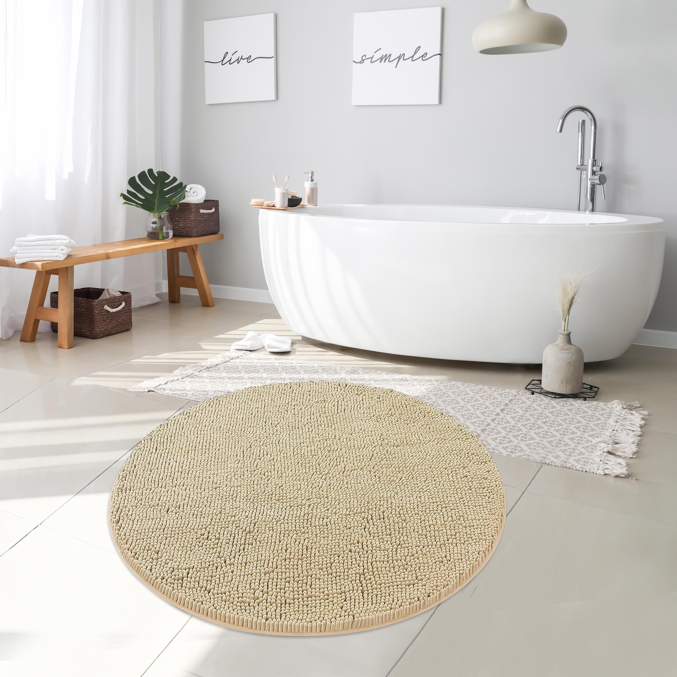 Amazon.com: MAYSHINE Round Area Rug Set for Bathroom | Soft Plush ...