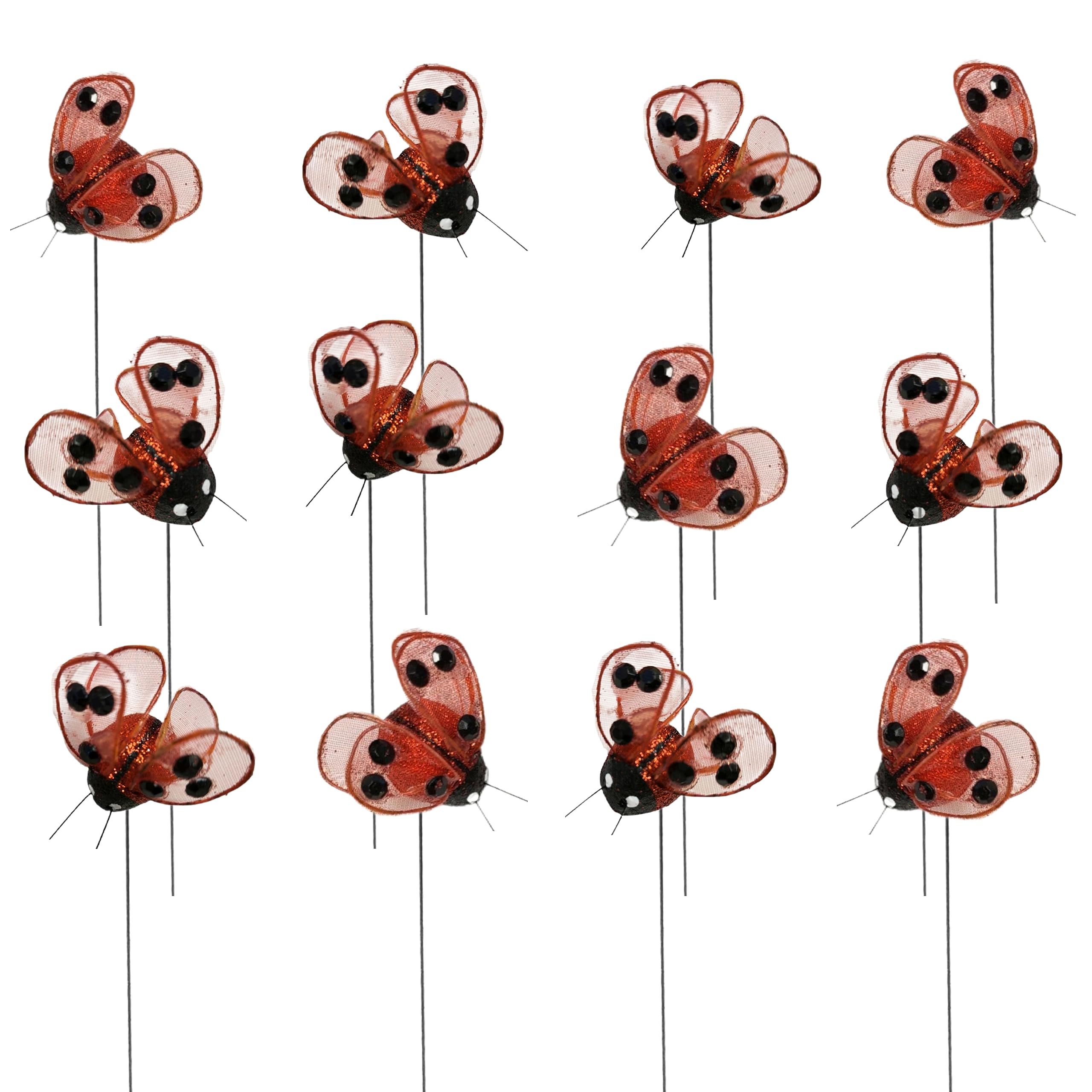 Amazon.com: BANBERRY DESIGNS Ladybug Floral Pick Decorations – Red and ...