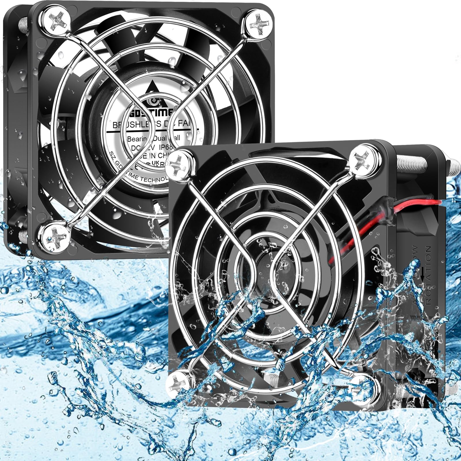Snapklik.com : GDSTIME 60mm X 25mm 12V DC IP68 Waterproof Fan Dual Ball ...