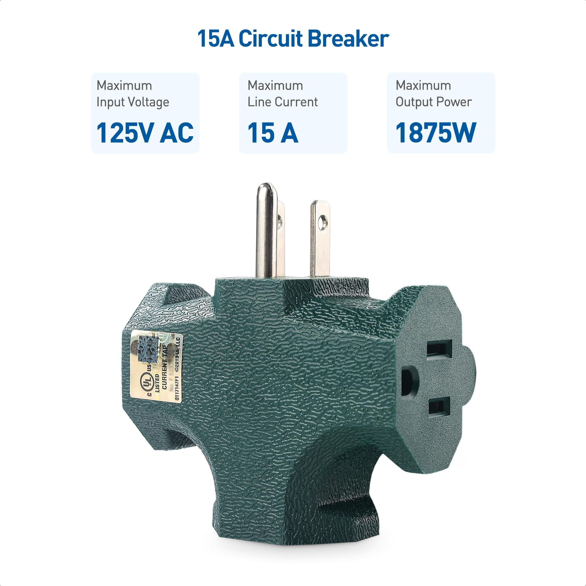 Snapklik.com : UL Listed Cable Matters 3-Pack 3 Way Plug Adapter 15A ...