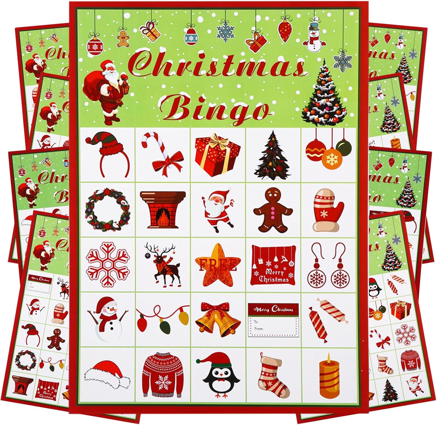 Jeu de bingo de Noël à 24 joueurs - Jeu de bingo de Noël pour enfants ...