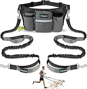 Amazon.com : PetAmi Premium Hands Free Dog Leash for 2 Dogs, Adjustable Waist Belt Leash for Dog ...
