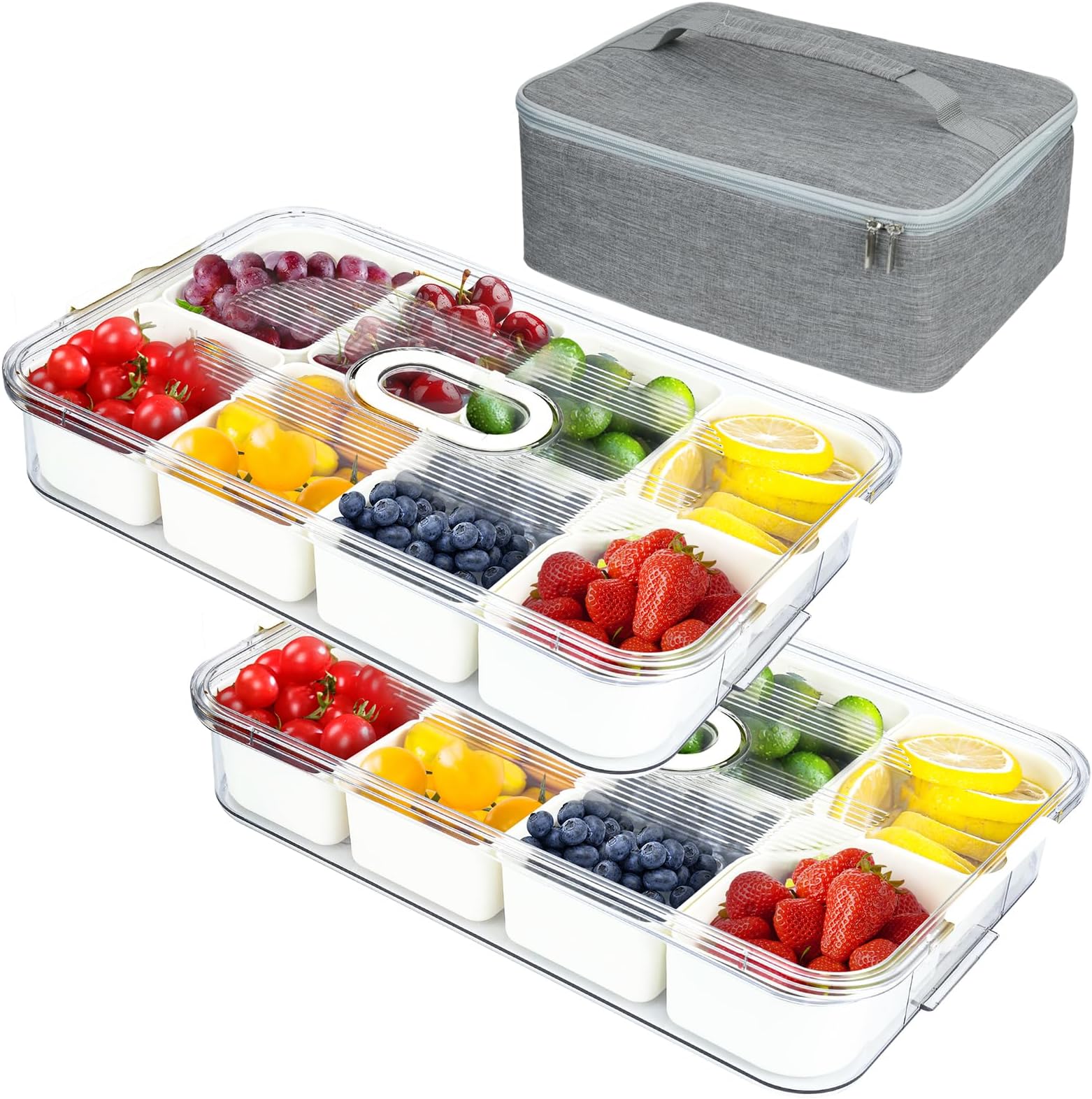 Amazon.com | 2 Pcs Snackle Box Container, Stackable Snack tray with lid ...