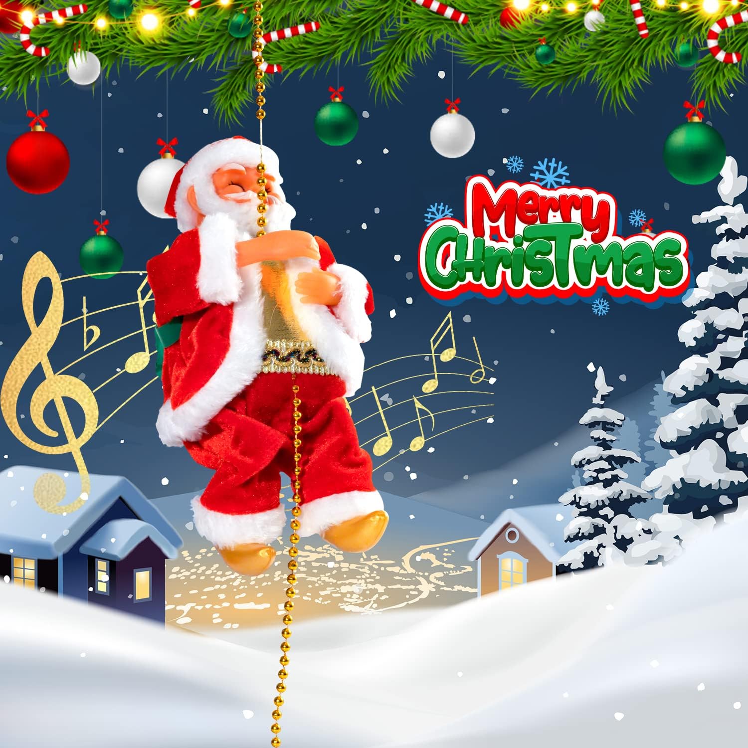 Amazon.com: HTMOVAET Electric Santa Claus Climbing Rope with Music ...