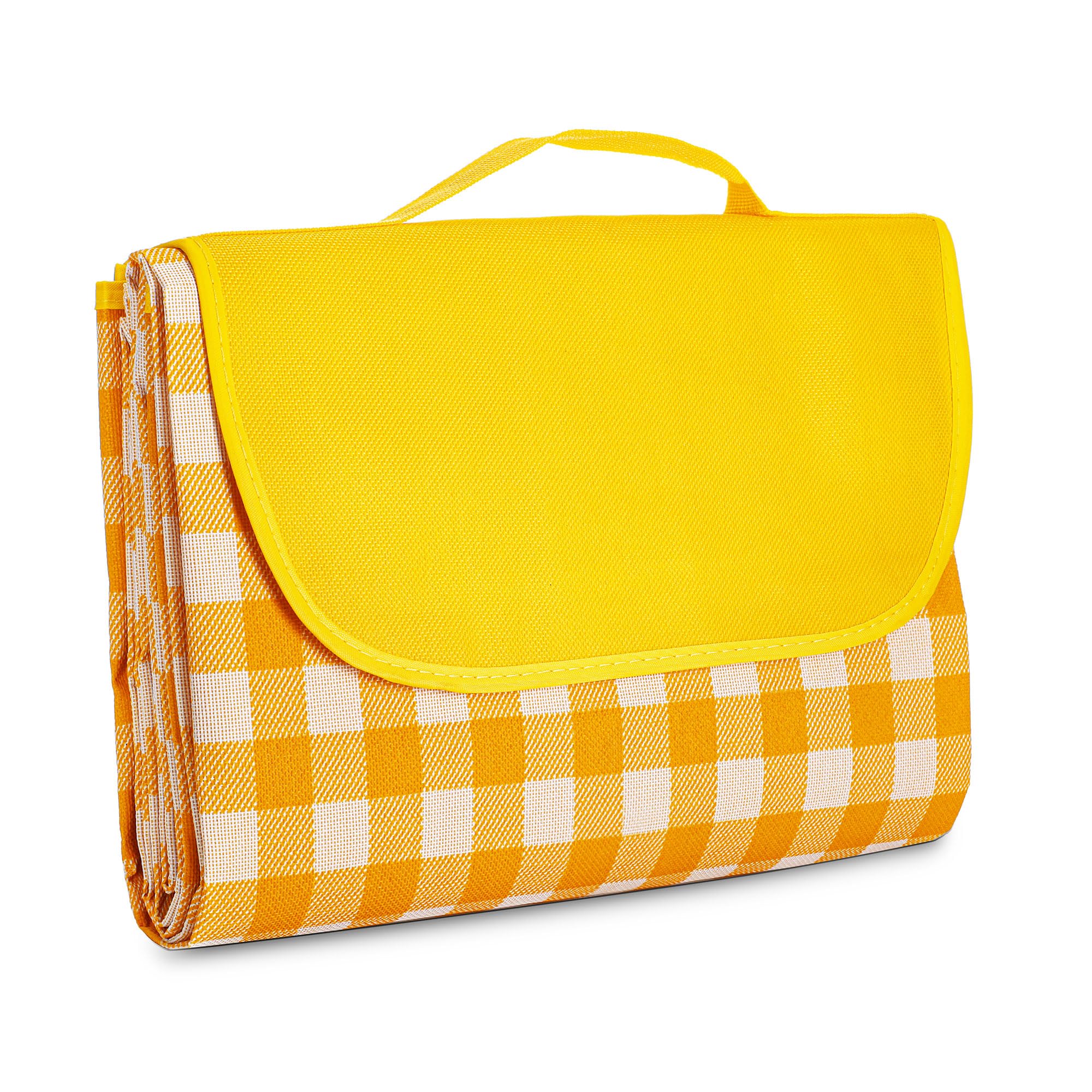Amazon.com: Picnic Blankets Waterproof Foldable Yellow Gingham Beach ...