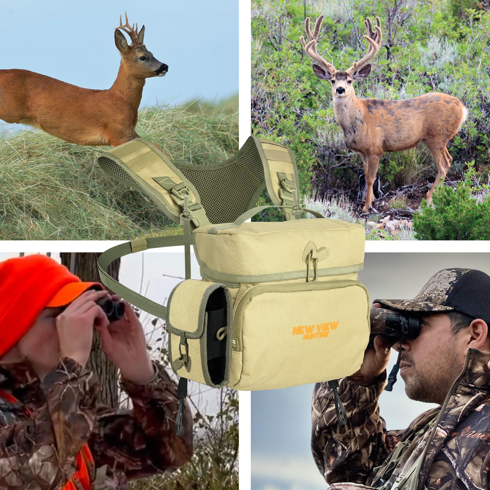 Hunting Binocular Harness With Rain Cover MOLLE Binocular Harness Chest ...